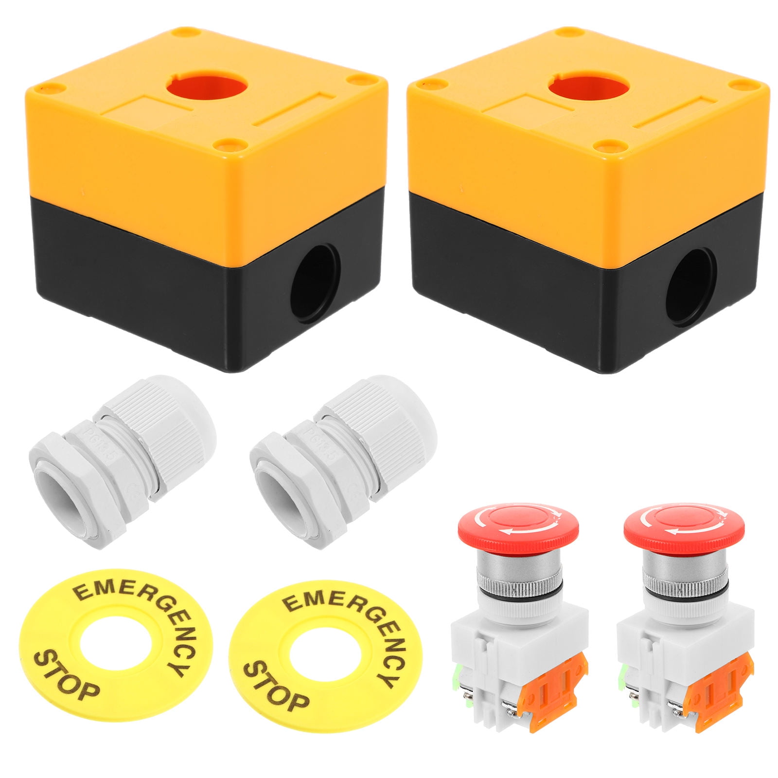 WORGEOUS 2 Sets Push Button Station Emergency Stop Push Button Switch ...