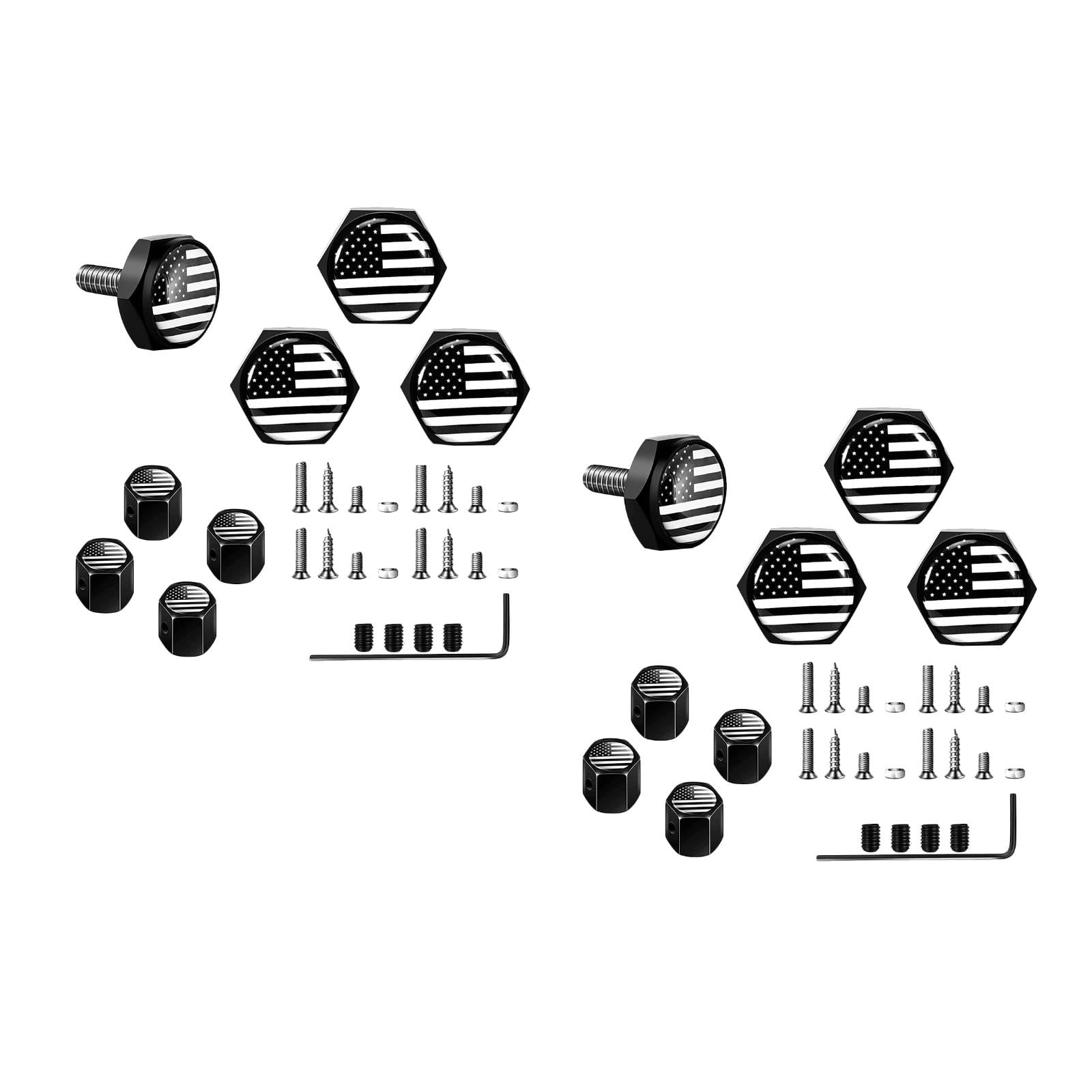 WORGEOUS 2 Sets Screw Bolt Caps Set American Flag License Plate Bolts ...