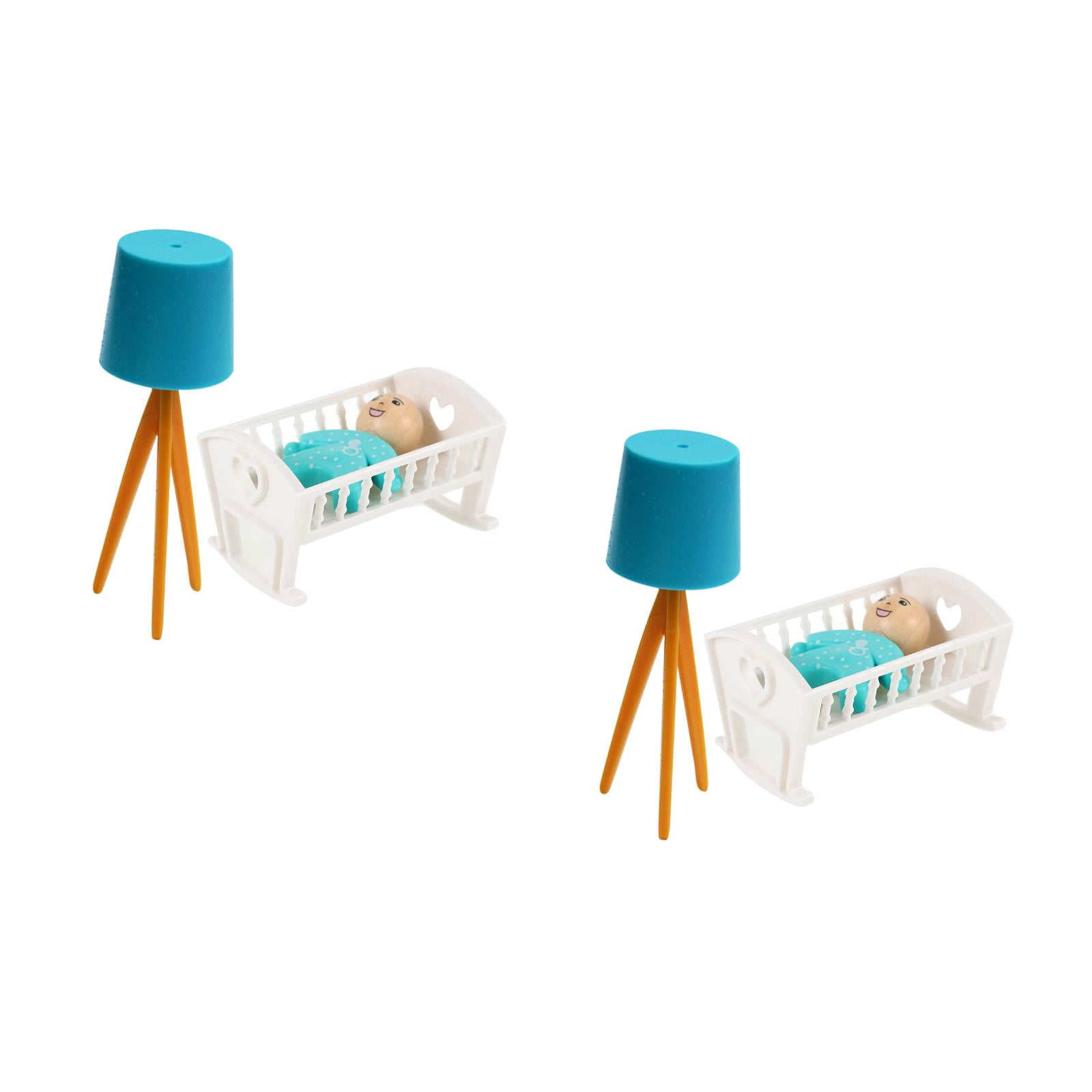 WORGEOUS 2 Sets of Doll House Crib Decoration Mini Crib Decor Mini Baby ...