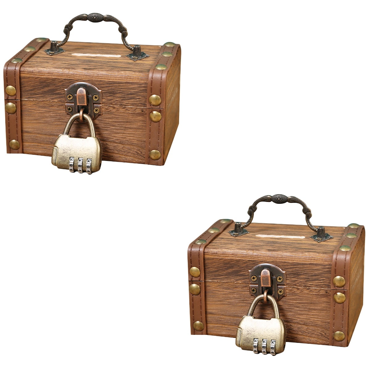 WORGEOUS 2 Sets of Pirate Treasure Chest Wooden Box with Lock Retro ...