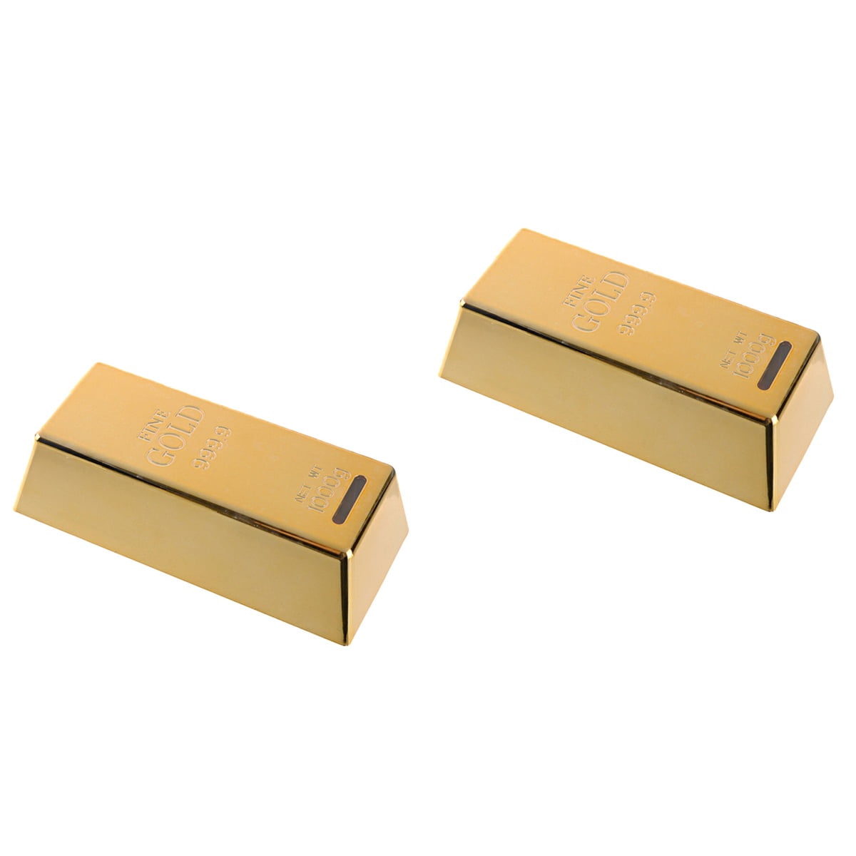 WORGEOUS 2 pcs Creative Gold Brick Shape Coin Piggy Bank Metal Money ...