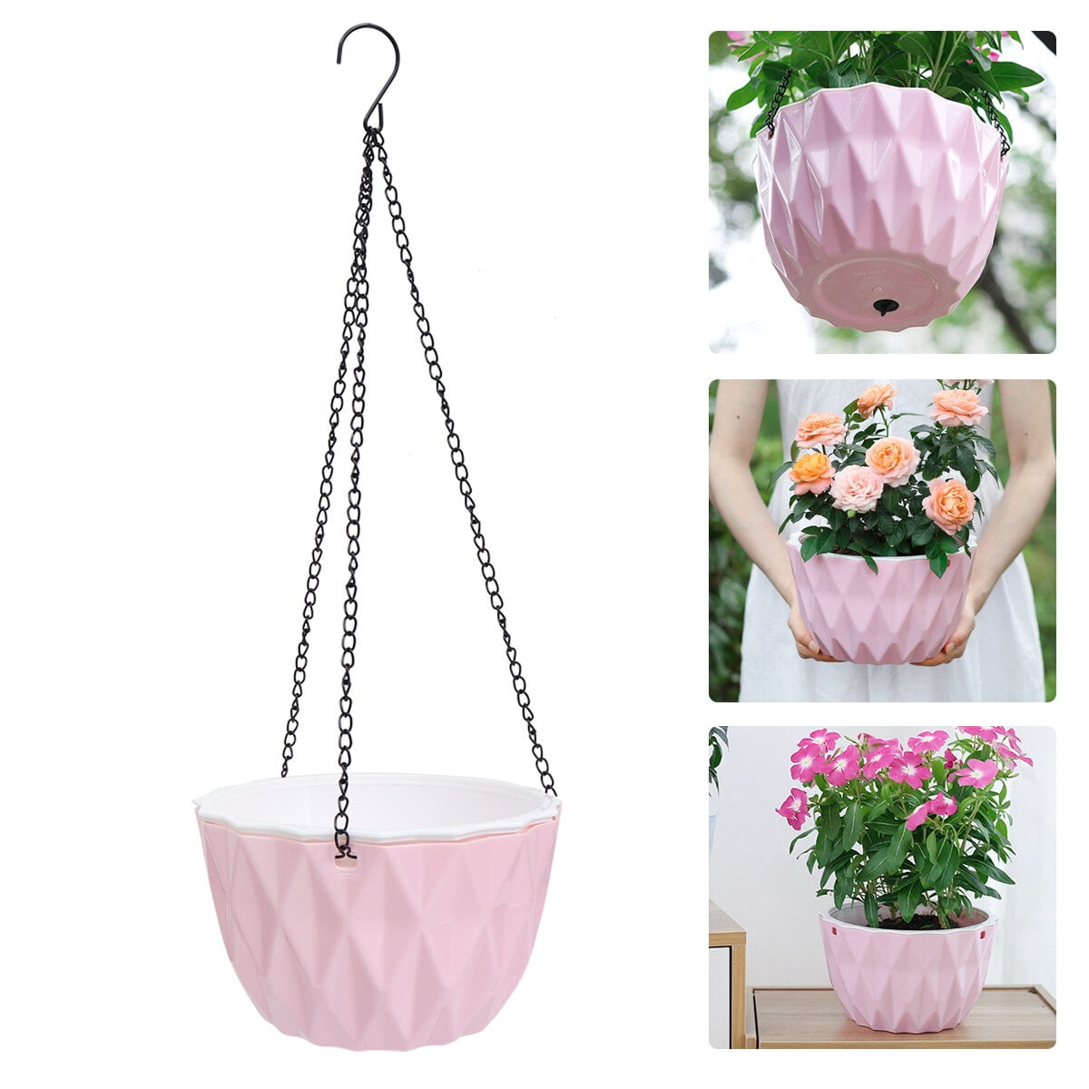 WORGEOUS 2 pcs Useful Hanging Plastic Flower Pot Chic Water Absorption ...