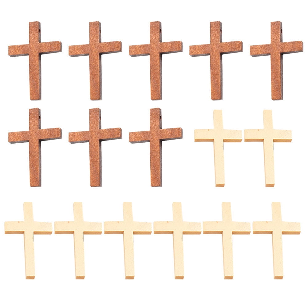 WORGEOUS 20 PCS DIY Wooden Cross Pendant Delicate Decoration Small ...
