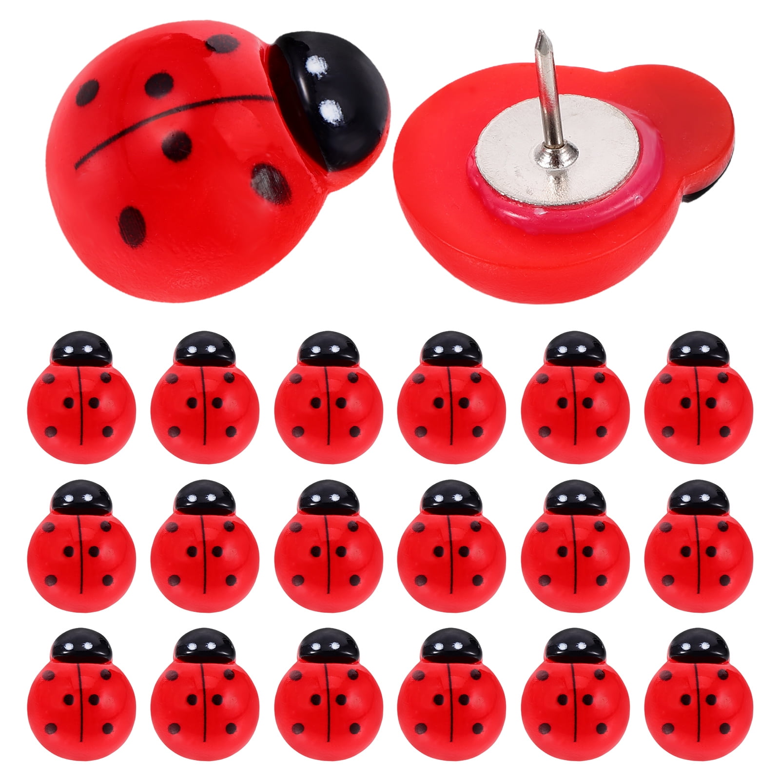 WORGEOUS 20 Pcs Color Pin Flat-head Seven Star Ladybug Pushpin ...