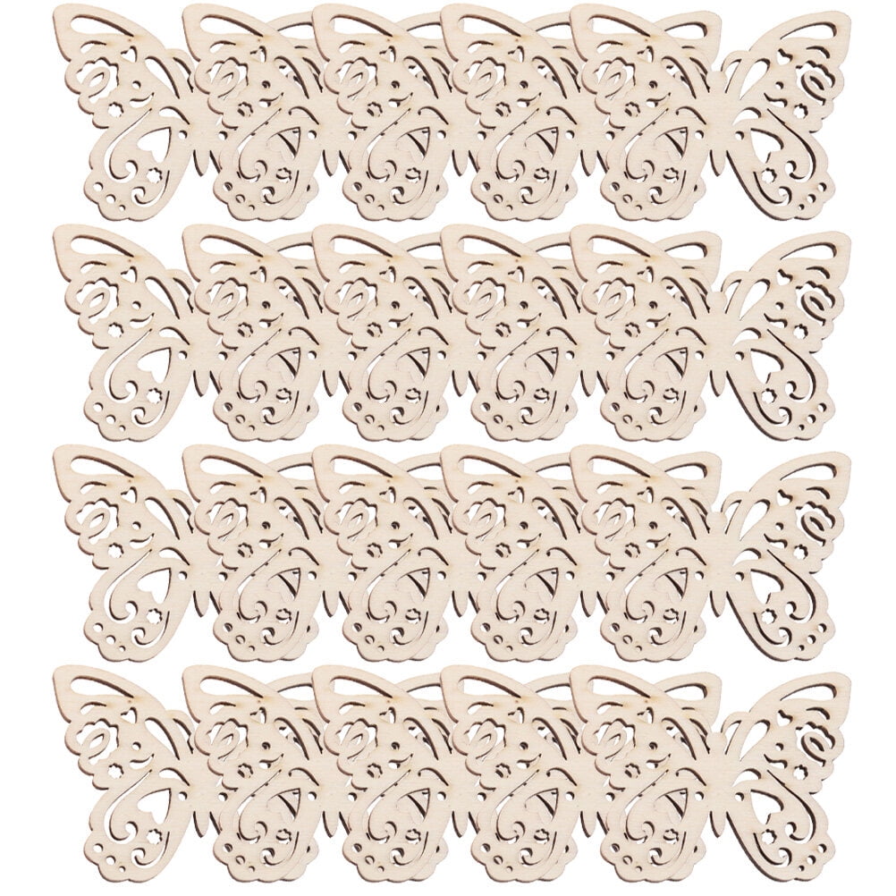 WORGEOUS 20 Pcs Logs Hollow Butterfly Wood Piece DIY Butterfly Crafts ...
