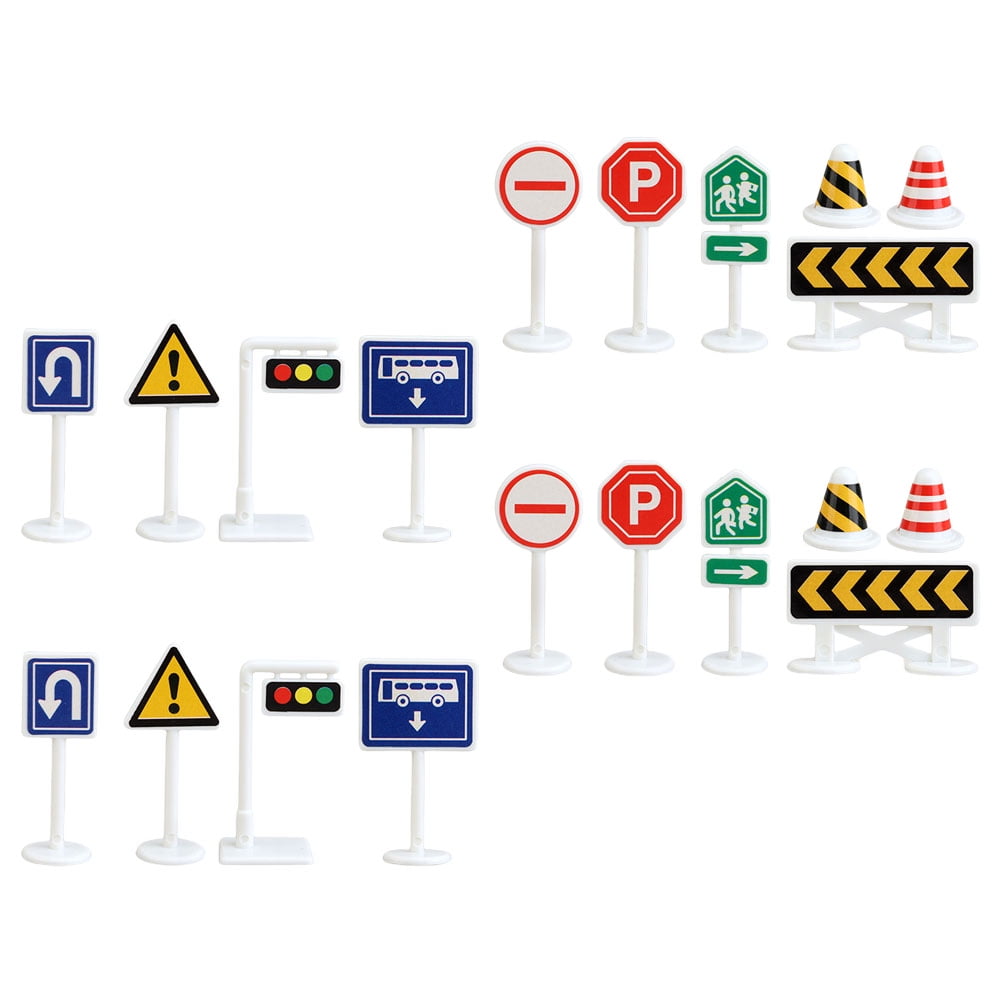 20Pcs Street Road Signs Playset Traffic Signs Playset Mini Toy Road ...
