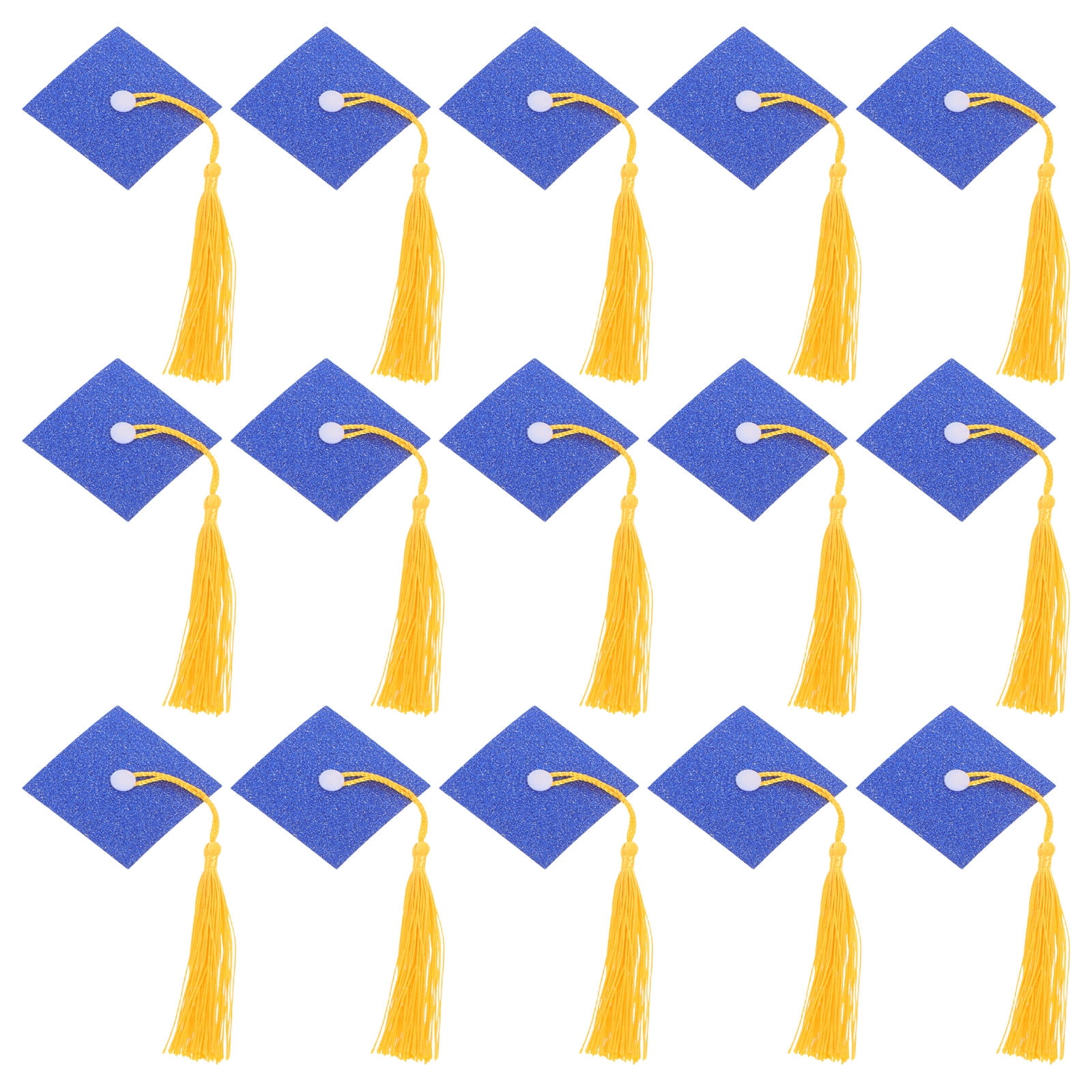 WORGEOUS 20 Set Mini Blue Graduation Cap Cake Toppers Party Decorations ...