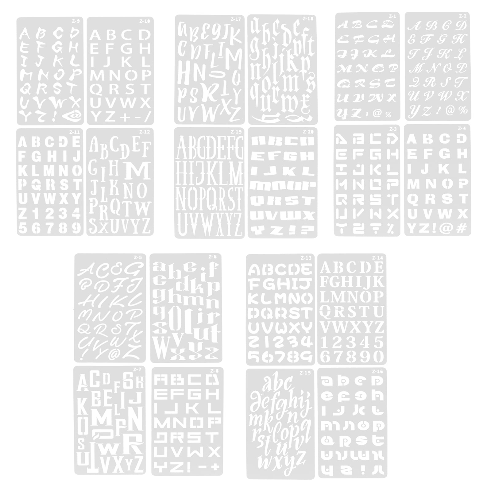 WORGEOUS 20 Sheets Numbers Craft Stencils Handbook Doodle Template ...