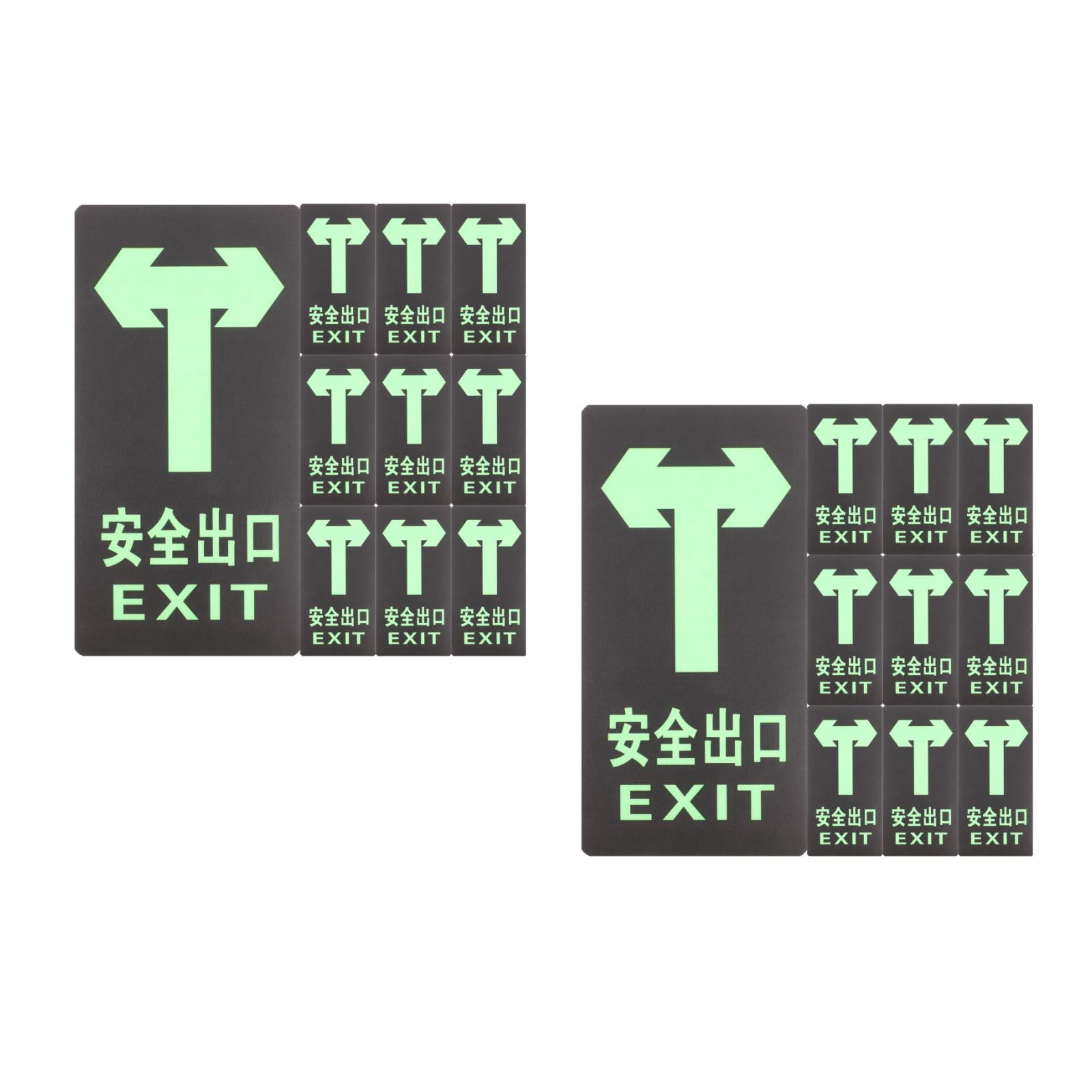 WORGEOUS 20 pcs Glow In The Dark Exit Sign Stickers Safety Exit Decals ...