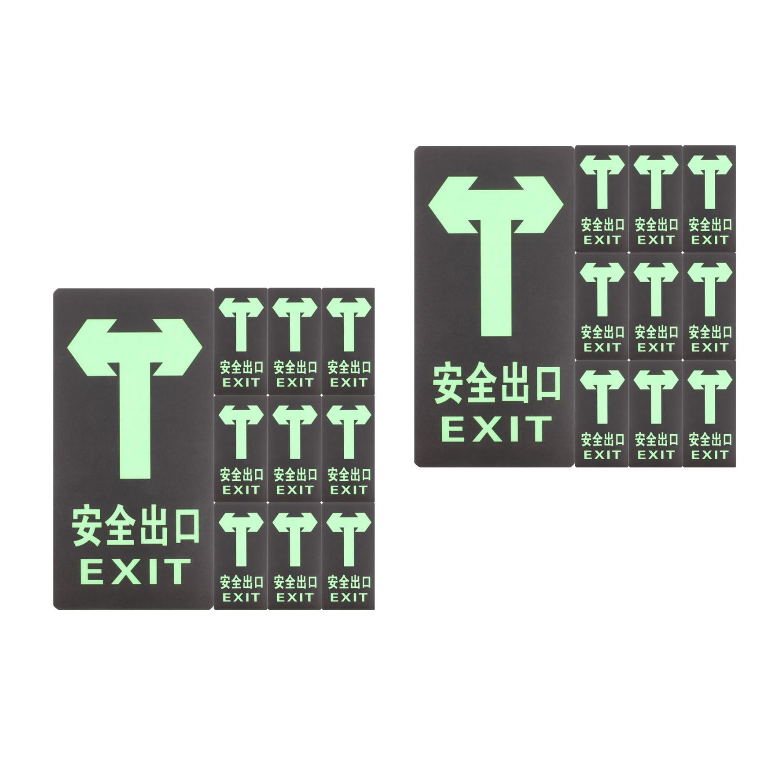 WORGEOUS 20 pcs Reflective Exit Sign Stickers Glow In The Dark Decals ...