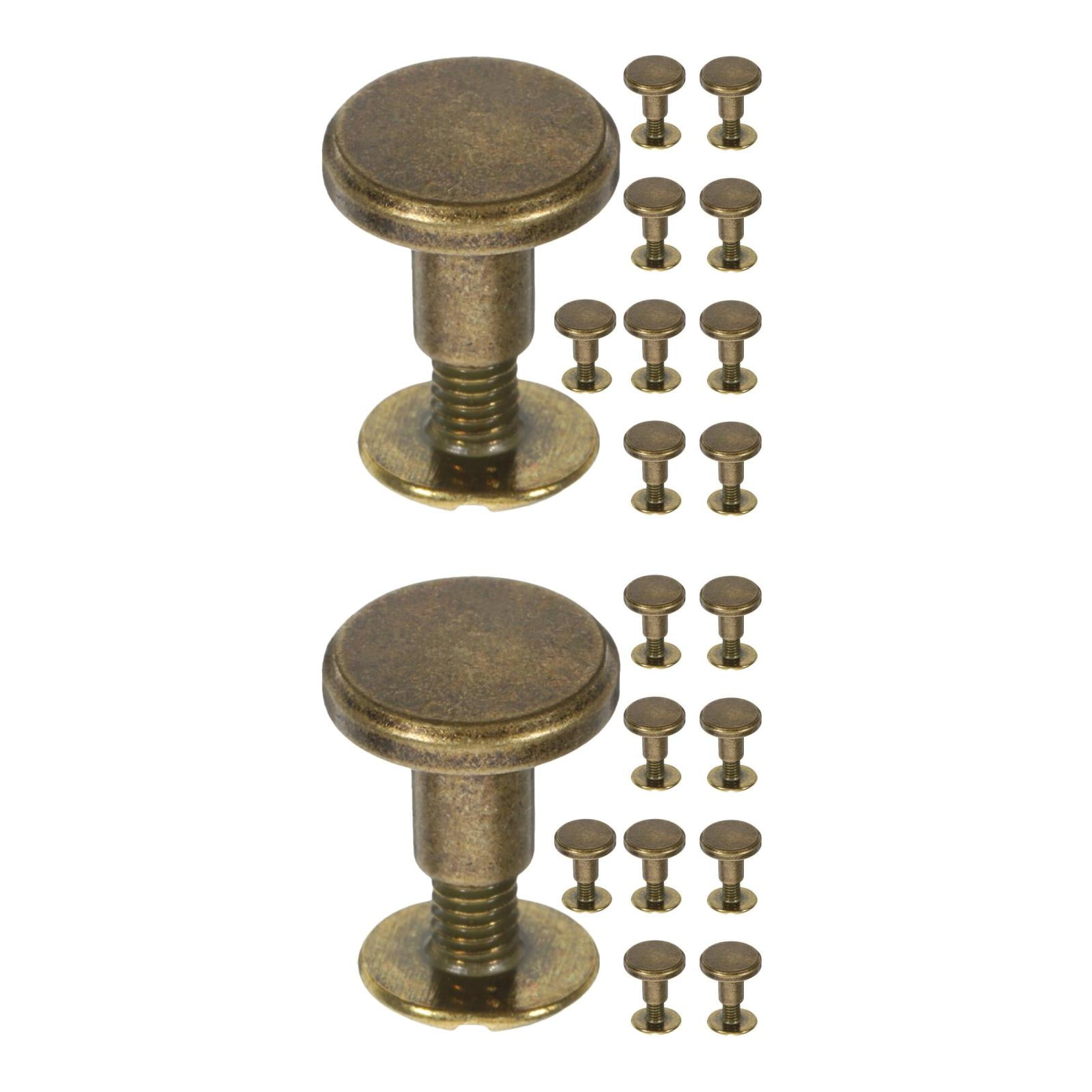 WORGEOUS 20 pcs Round Flat Head Rivets for Leathercraft Binding Post ...