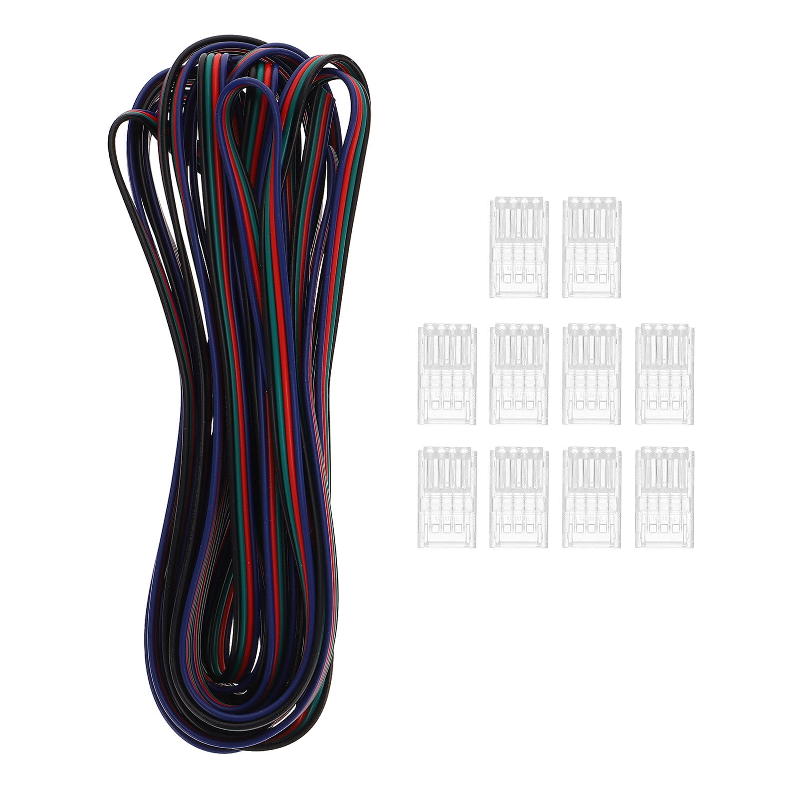 WORGEOUS 20 pcs Solderless LED Strip Connector 4 Pin 10mm RGB LED Strip ...
