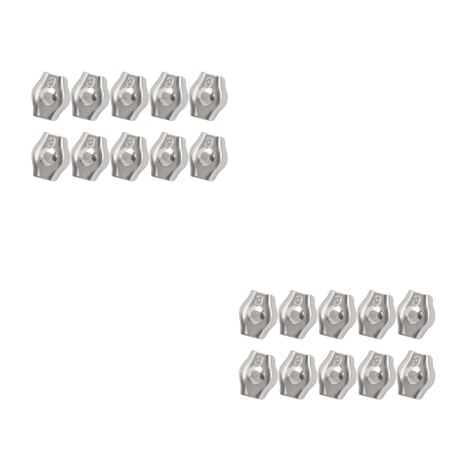 WORGEOUS 20 pcs Stainless Steel Single Wire Rope Clamp Cable Grips Clip ...