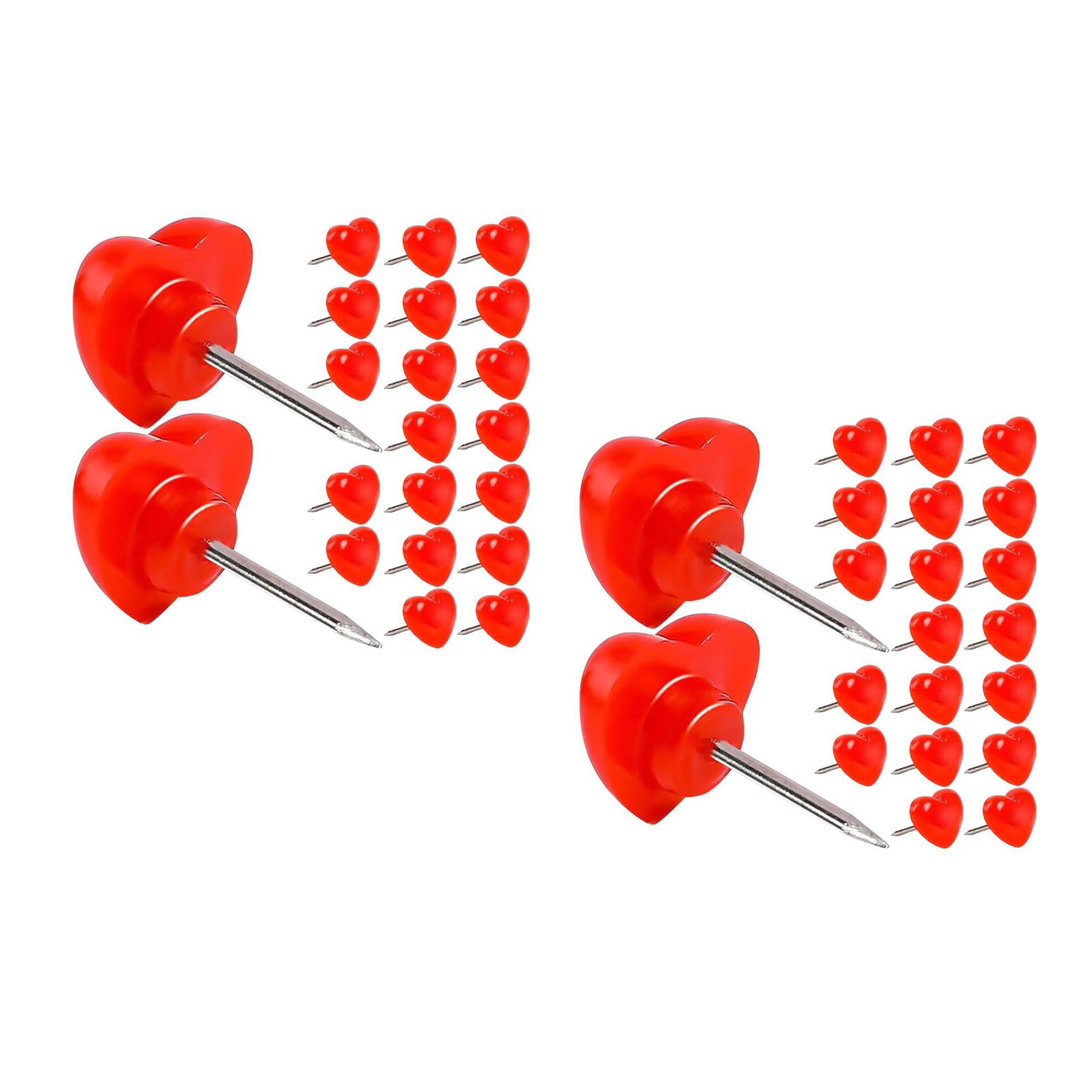 WORGEOUS 200 Pcs Cute Red Heart Push Pins Decorative Thumbtacks Cork Board Bulletin Board Photo ...