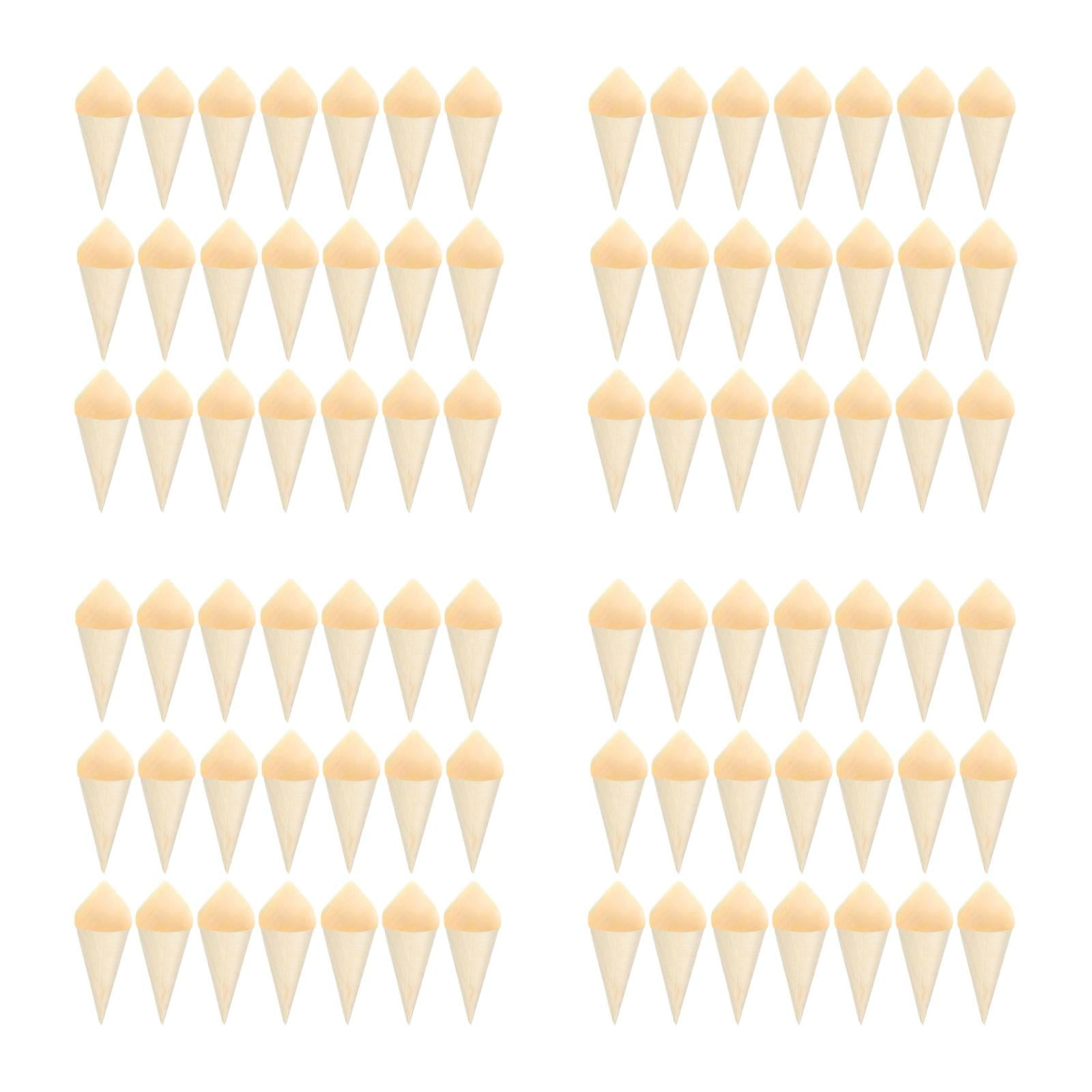 WORGEOUS 200 Pcs Disposable Wood Cones Wood Cone Cups Small Wooden ...