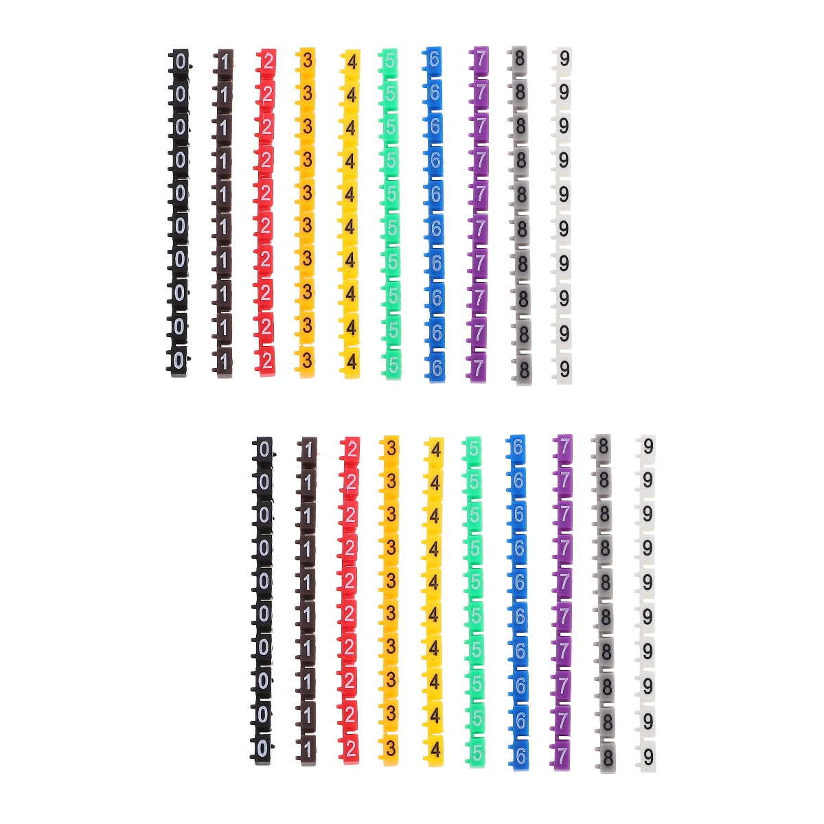 WORGEOUS 200 pcs Clip-on String Wire Marking DIY Plastic Digital Number ...