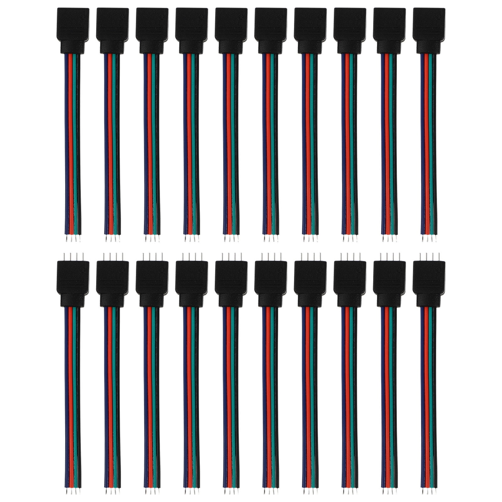 WORGEOUS 200 pcs Male and Female RGB Connector Wire Cable 4 Pin Plugs ...