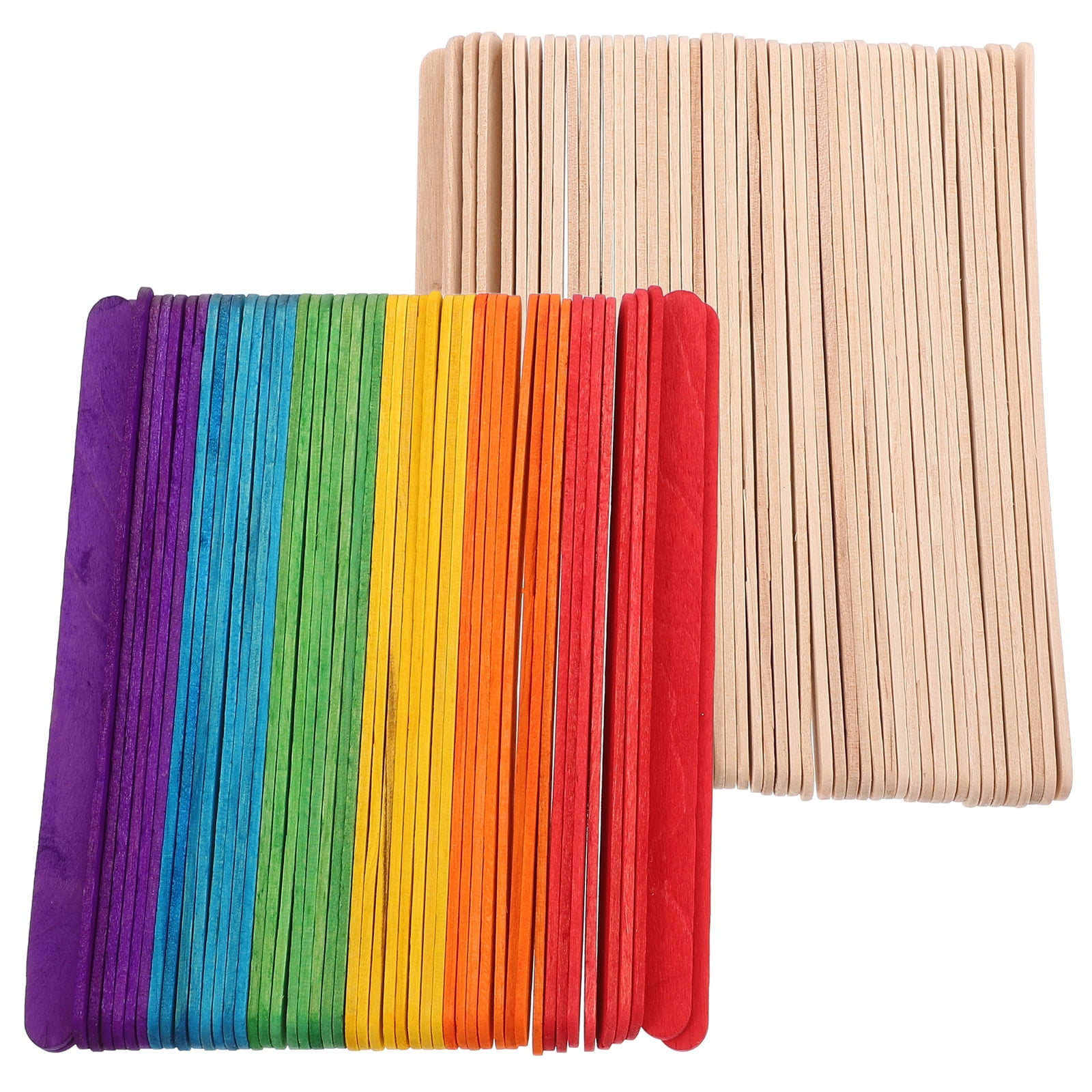 WORGEOUS 200Pcs Colored Jumbo Wooden Craft Sticks Wooden Popsicle ...
