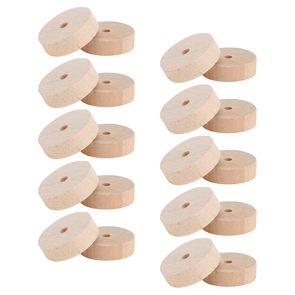WORGEOUS 20Pack Natural Wood Color Miniature Wooden Car Wheels for ...
