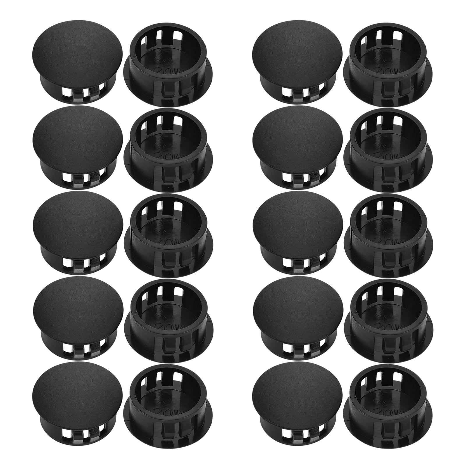 WORGEOUS 20pcs Nylon Plastic Hole Plug Black Round Button Plugs Locking ...