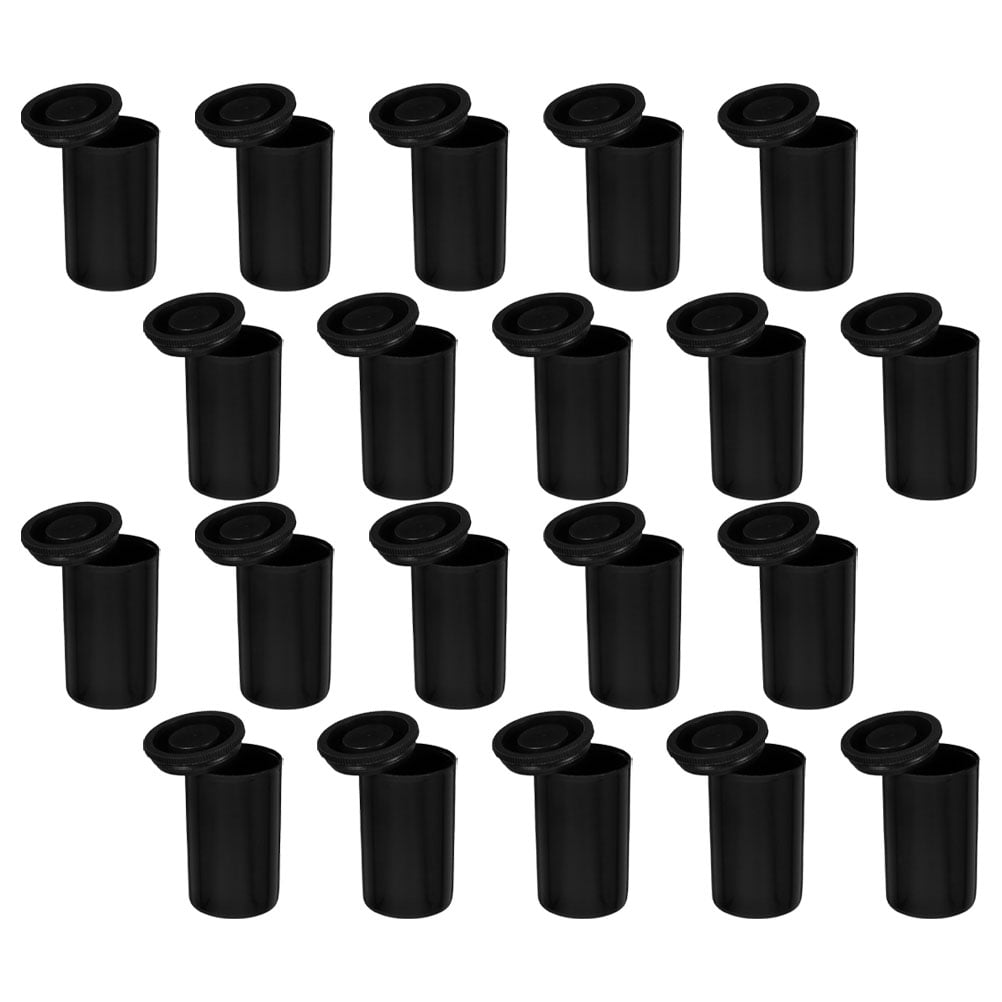 WORGEOUS 20pcs Plastic Film Canisters With Lid Black Cans Empty Bottle ...