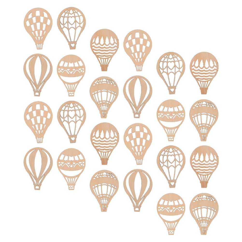 WORGEOUS Pcs Crates DIY Craft Cutouts Hot Air Balloon Wood Chips 12 ...