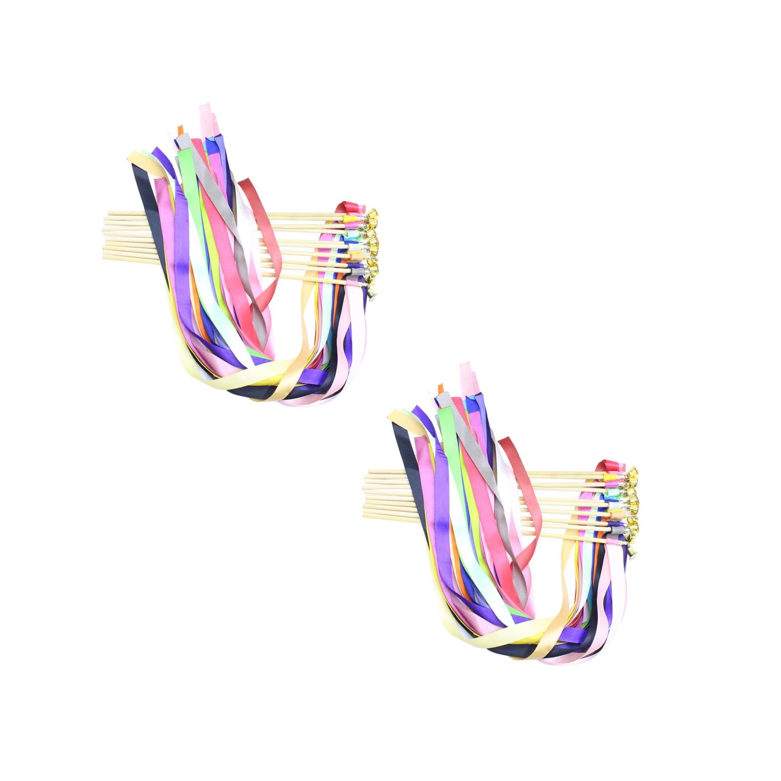 WORGEOUS 24 pcs Colorful Delicate Ribbon Streamers Kids Fairy Stick ...