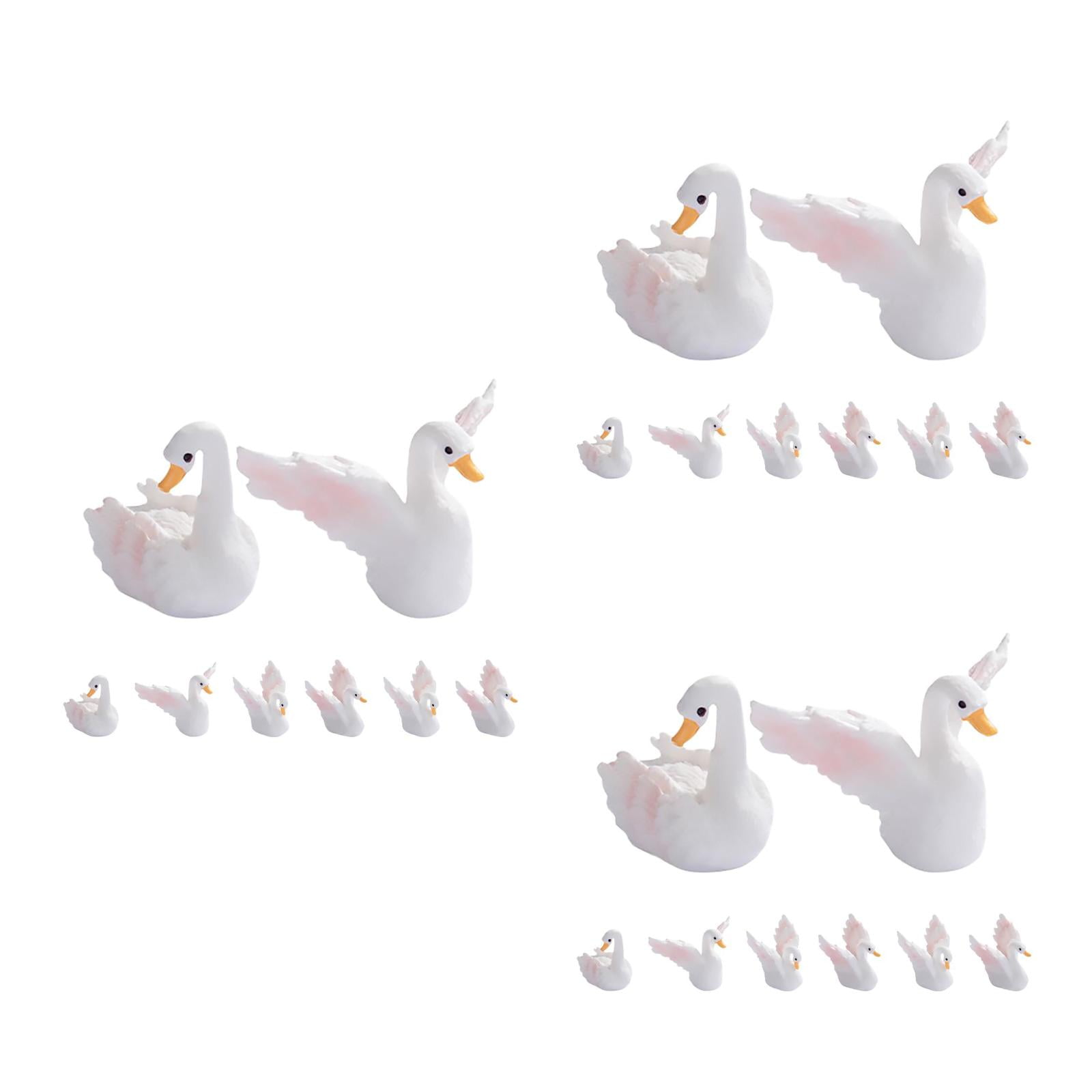 WORGEOUS 24 pcs Resin Swan Figurines Swan Miniature Figurines Fairy ...
