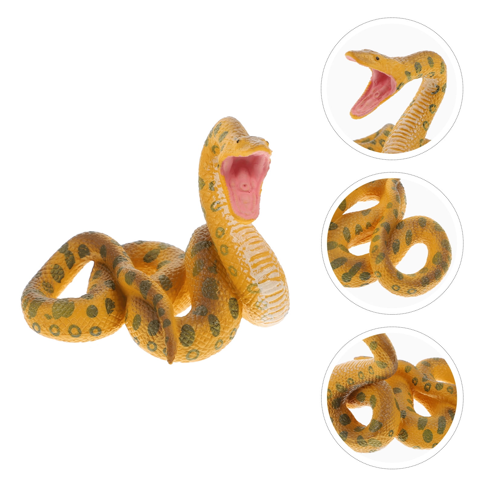 SOPOTUTU Fake Snake Toys Outdoor Snake Figurine Yellow Plastic For Kids ...