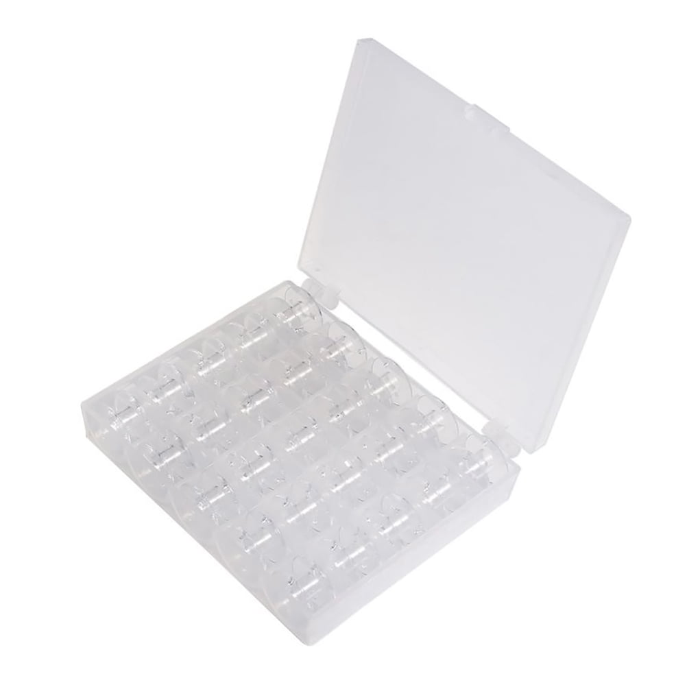 WORGEOUS 25pcs Clear Sewing Machine Bobbins Empty Spools with Storage ...