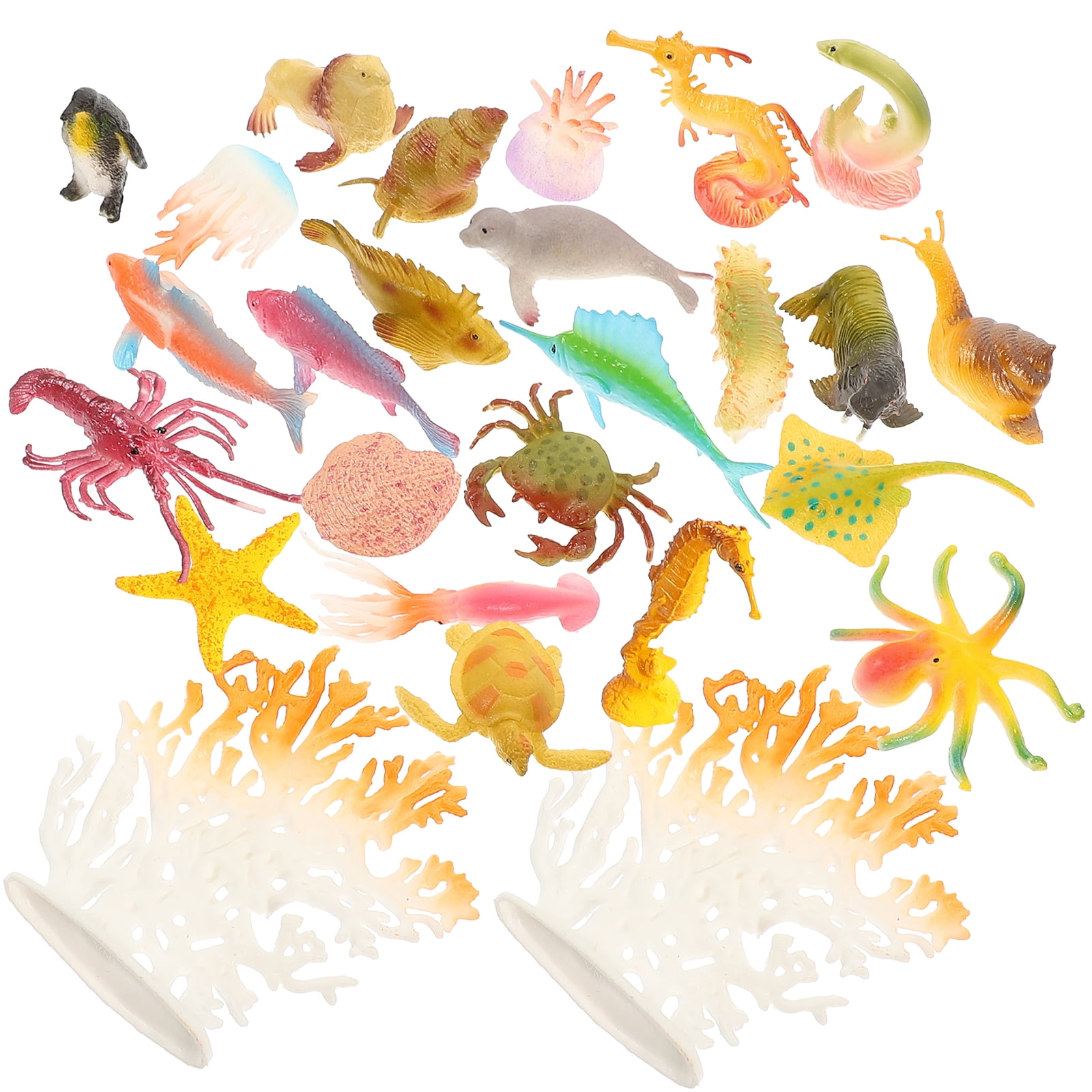 GOOHOCHY 26Pcs Ocean Animals Figures PVC Material Assorted Colors Toy ...