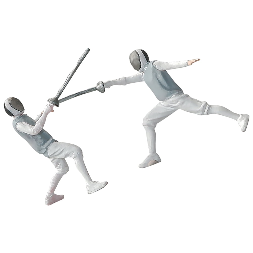 WORGEOUS 2PCS Miniature Fencing People Figures For Diorama 1/64 Scale ...