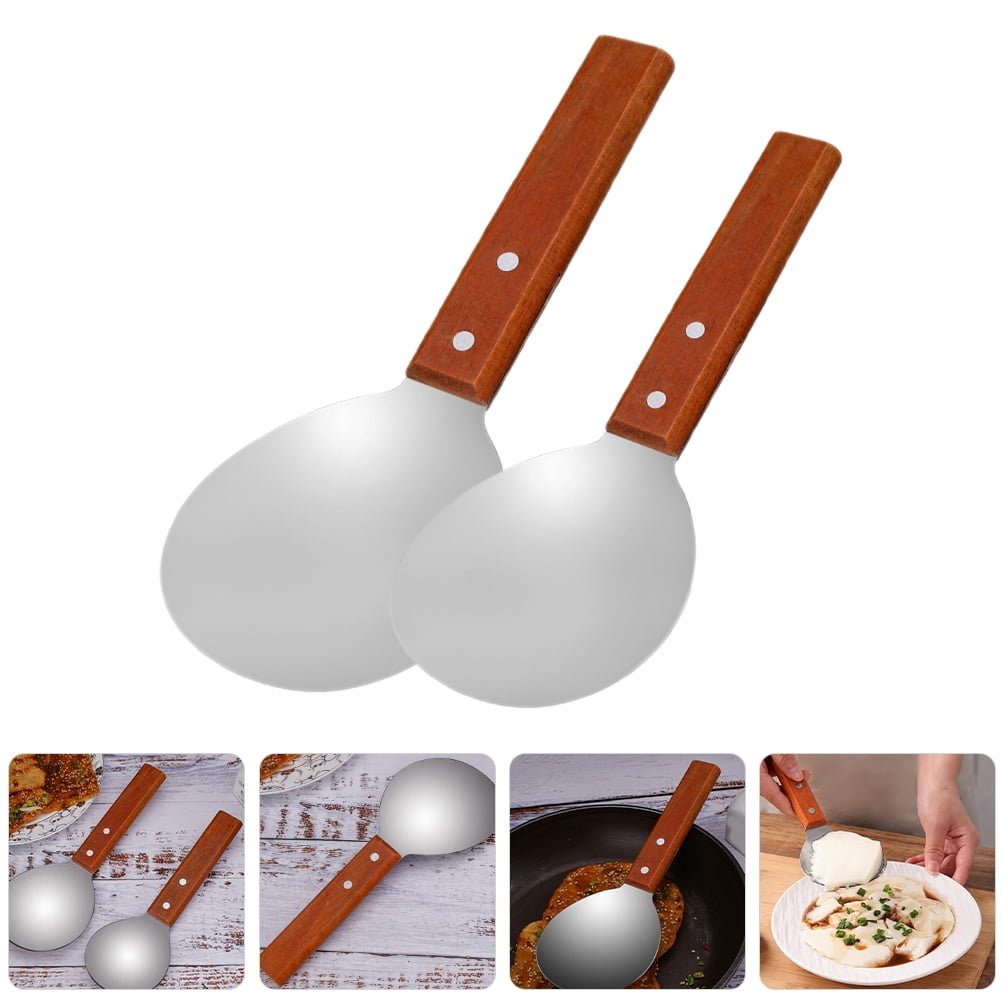WORGEOUS 2Pcs Rice Serving Spoons Silver Deep Fryer Scoop for ...