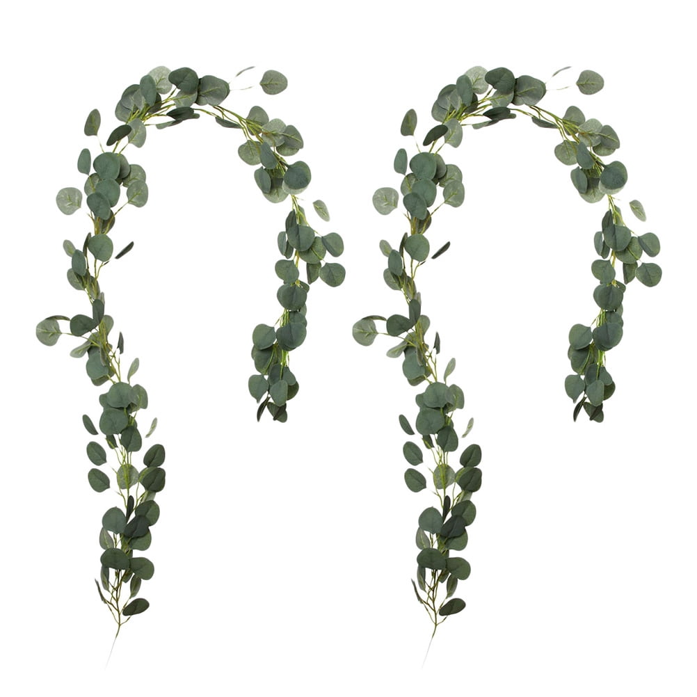 WORGEOUS 2pcs 1.8m Simulation Eucalyptus Leaf Round Greenery Vines ...
