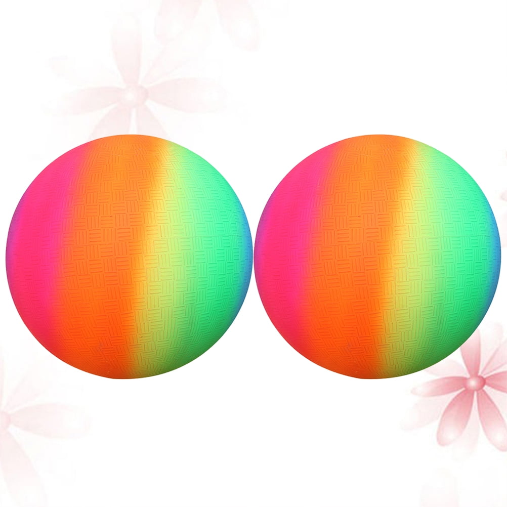 WORGEOUS 2pcs 22 CM Thickened Rainbow Balls PVC Sports Play Ball ...