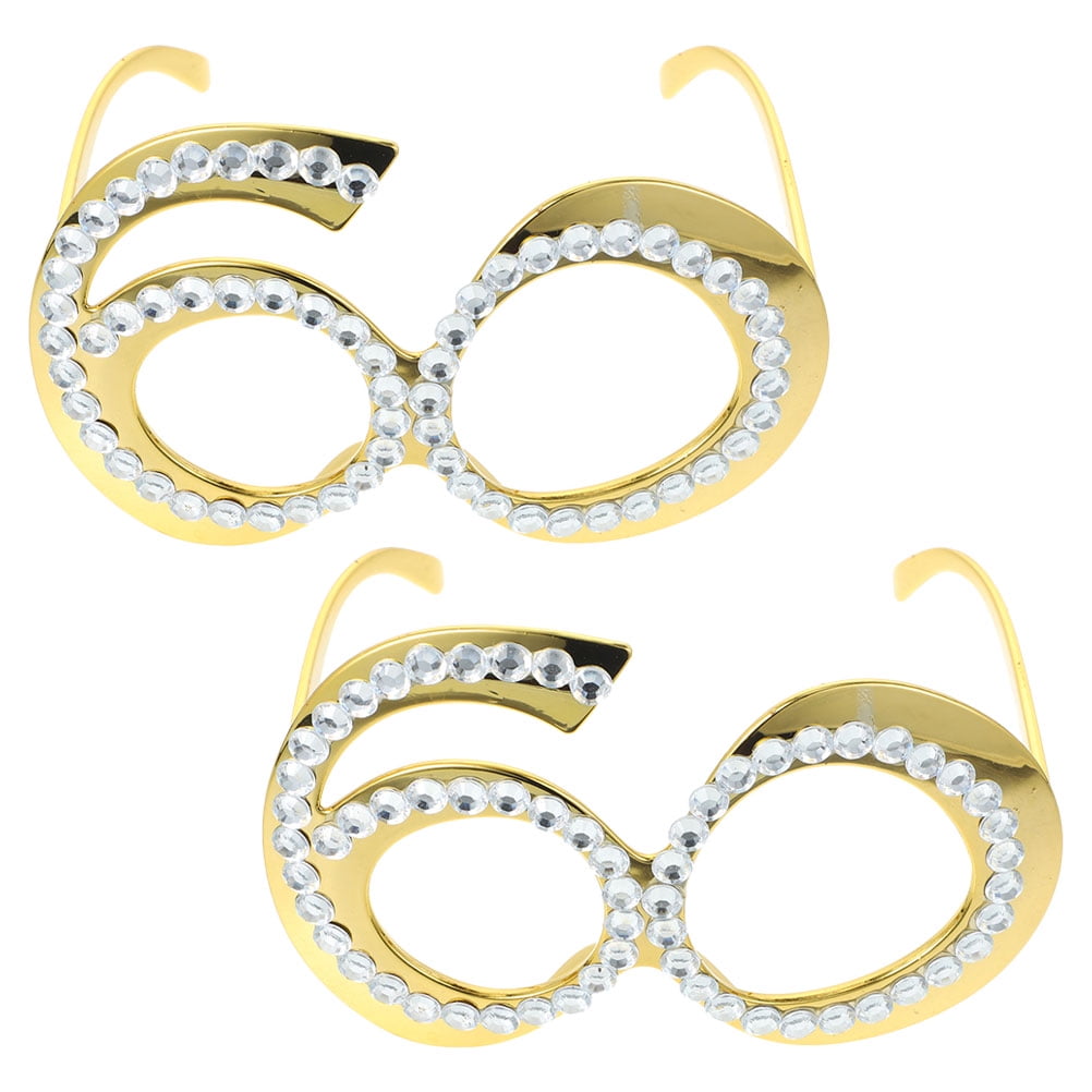 WORGEOUS 2pcs 60th Birthday Eyeglasses Rhinestone Number Glasses ...