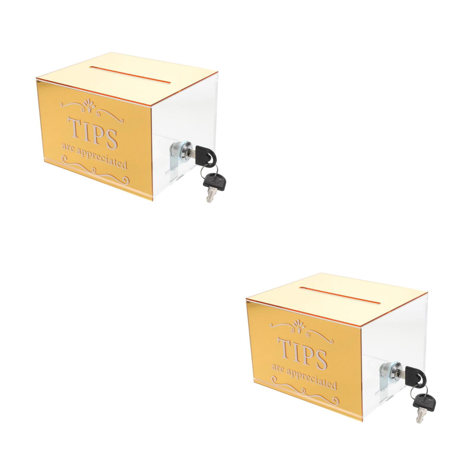 WORGEOUS 2pcs Acrylic Tip Box With Lock Raffle Cash Box Money Storage ...