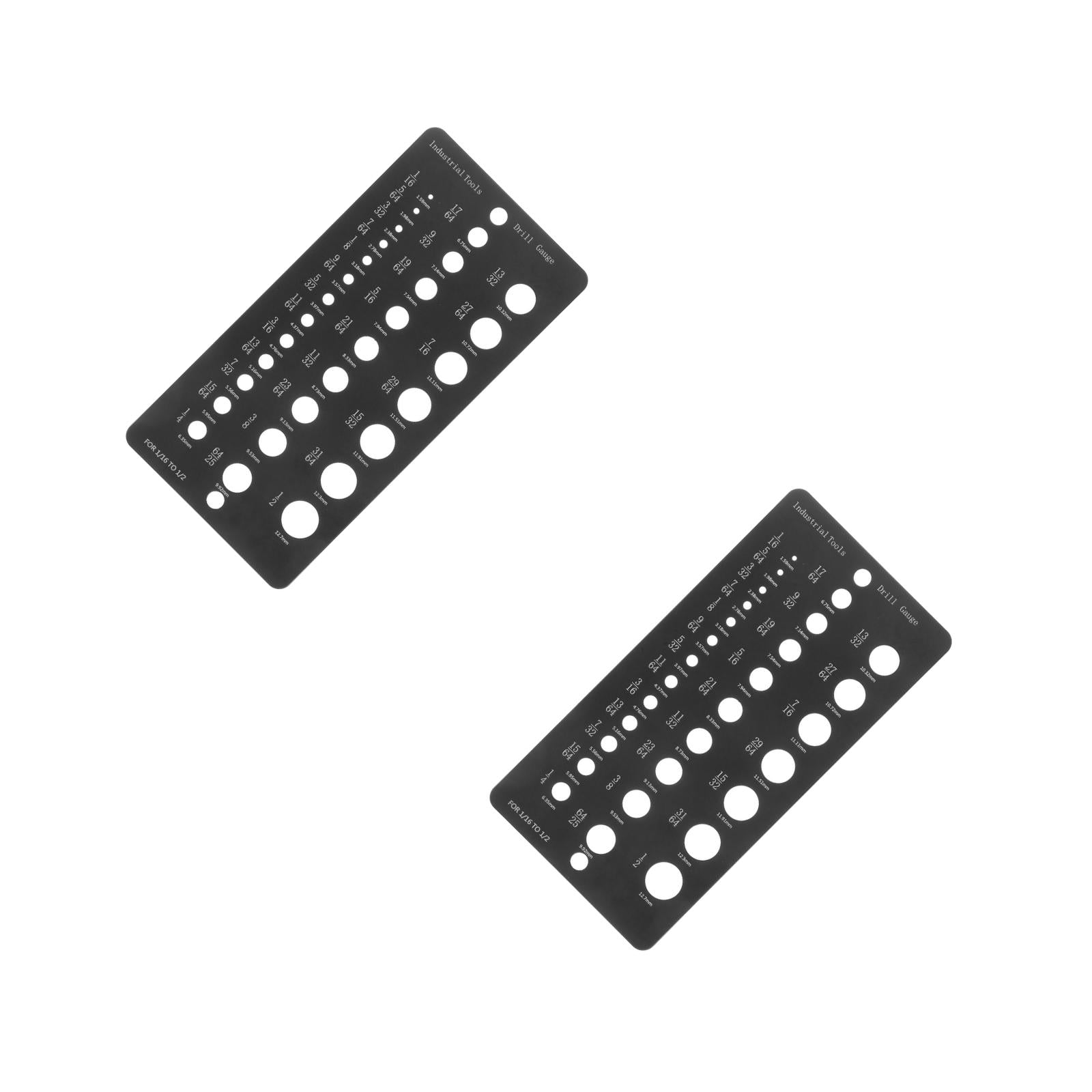WORGEOUS 2pcs Black Drill Bit Gauge 1/16 To 1/2 Inch Aluminum Alloy ...