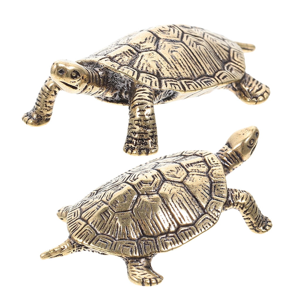 WHAMVOX Golden Brass Turtle Figurines Vintage Style Decor for Home ...