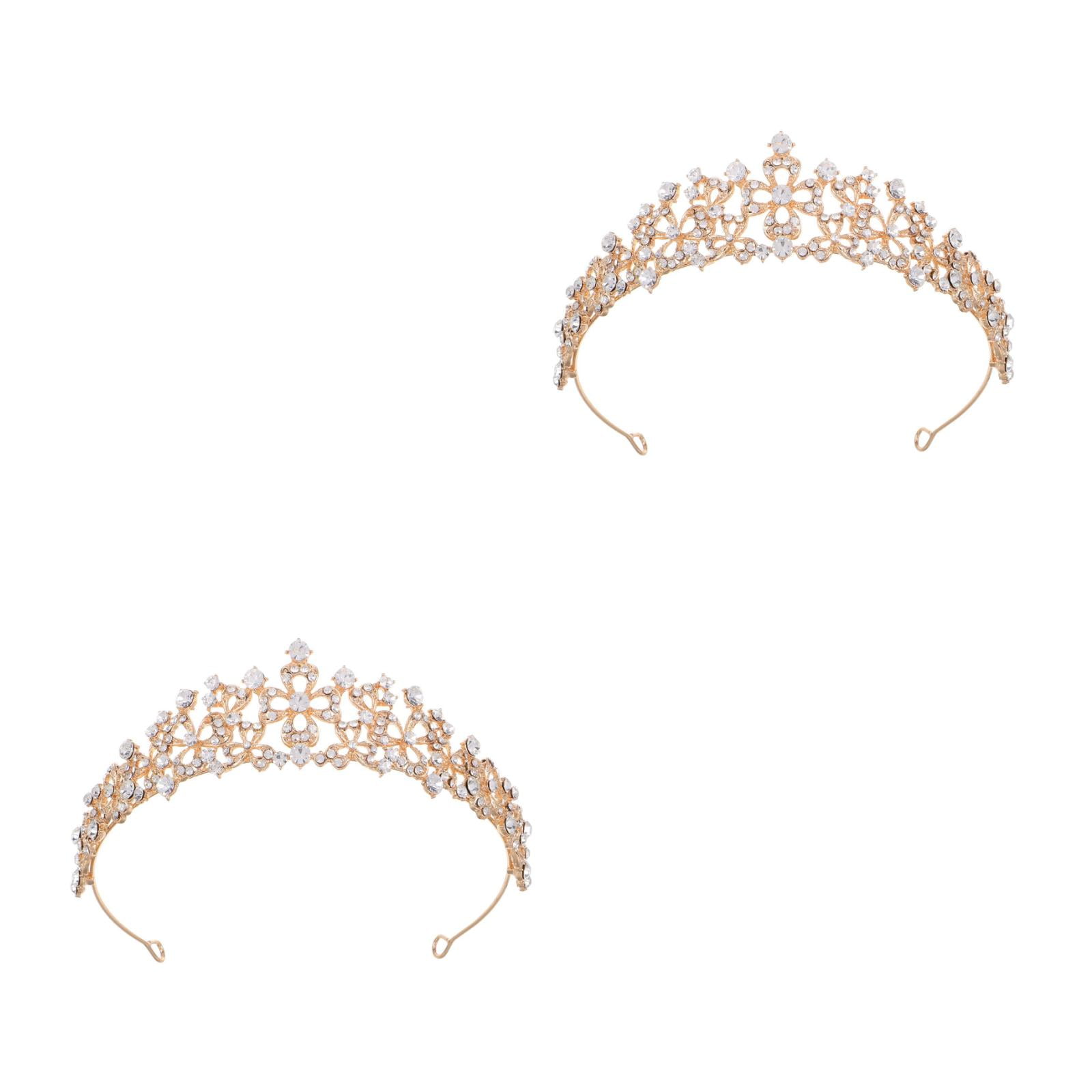 WORGEOUS 2pcs Bridal Tiara Crystal Princess Crown Rhinestone Wedding ...