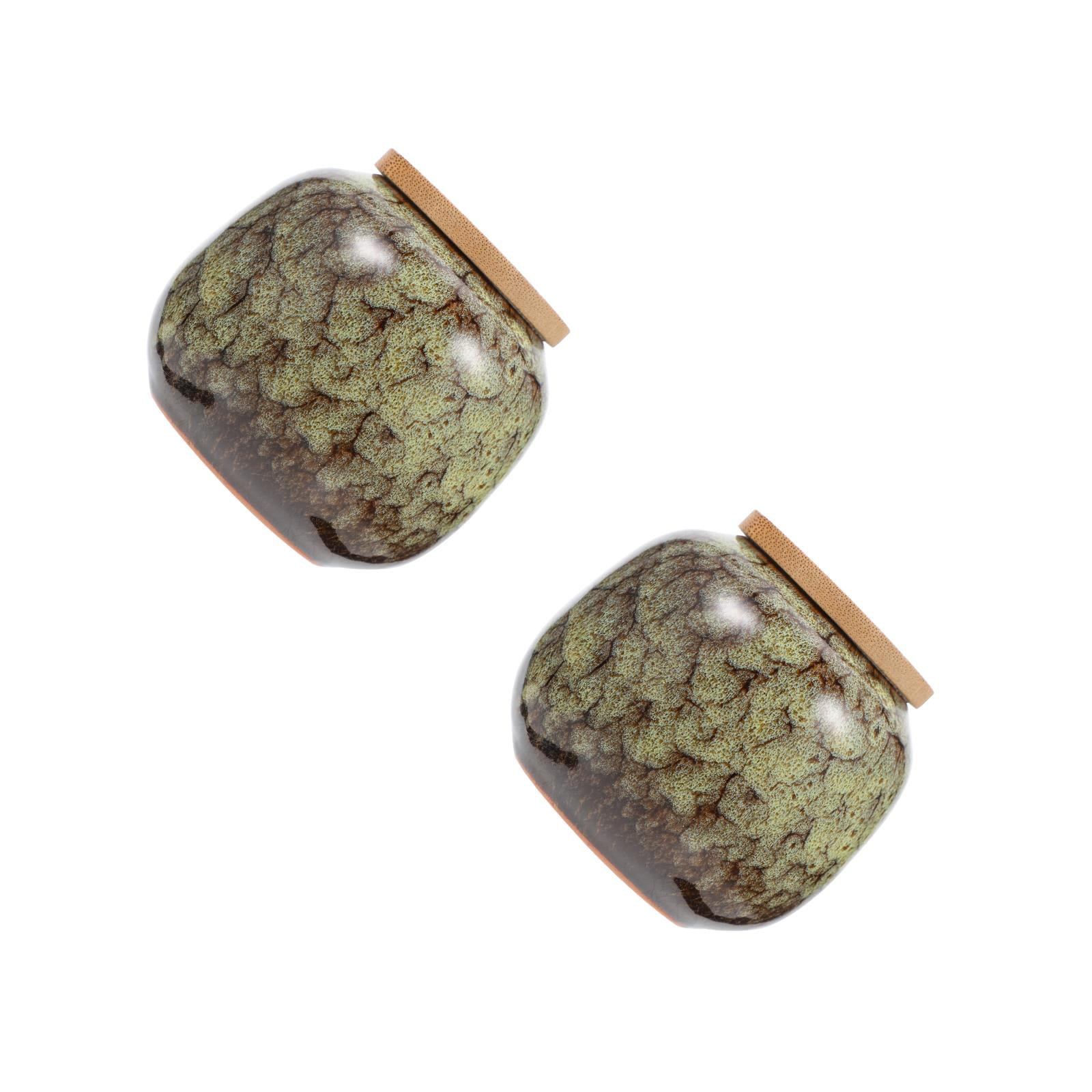 WORGEOUS 2pcs Ceramic Tea Jar Kitchen Canisters: Container Vintage ...