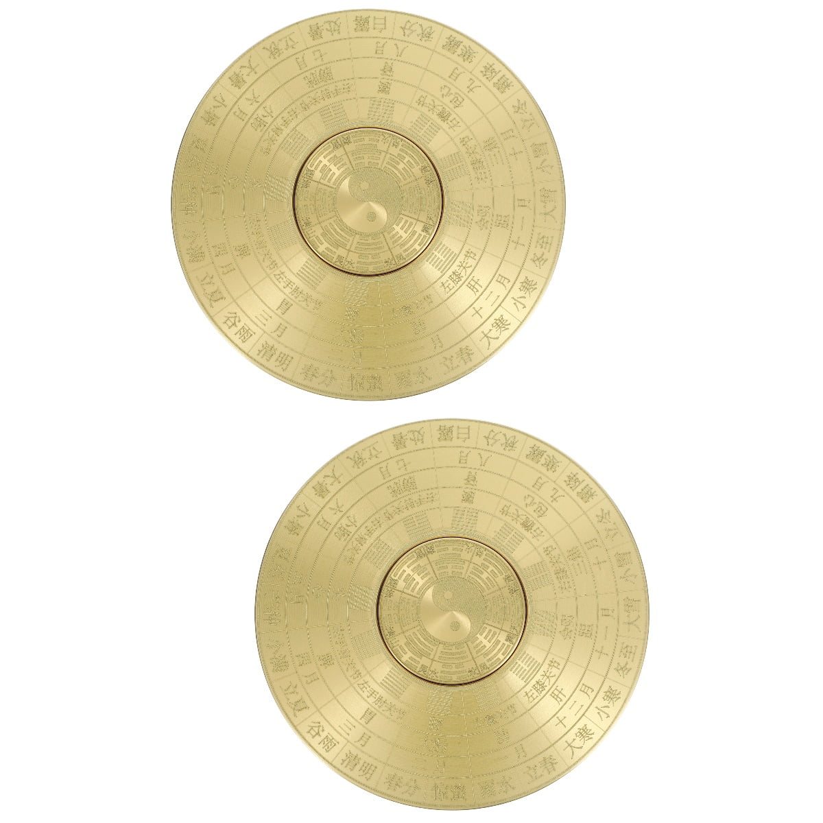 WORGEOUS 2pcs Chinese Vintage Brass Compass Craft Chinese Eight ...