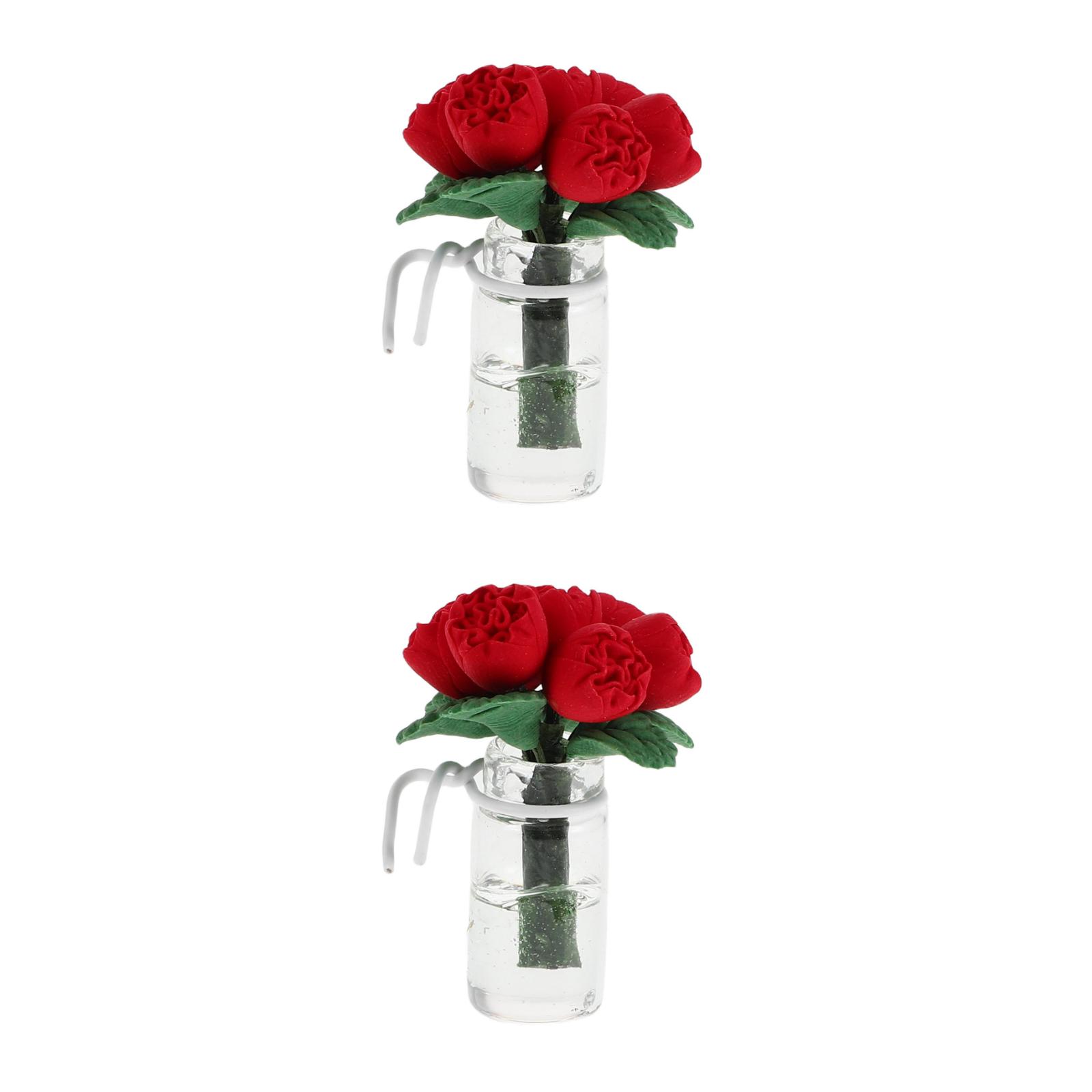 WORGEOUS 2pcs Craft Decor Miniature Plastic Rose Vase Rose Vase Model ...