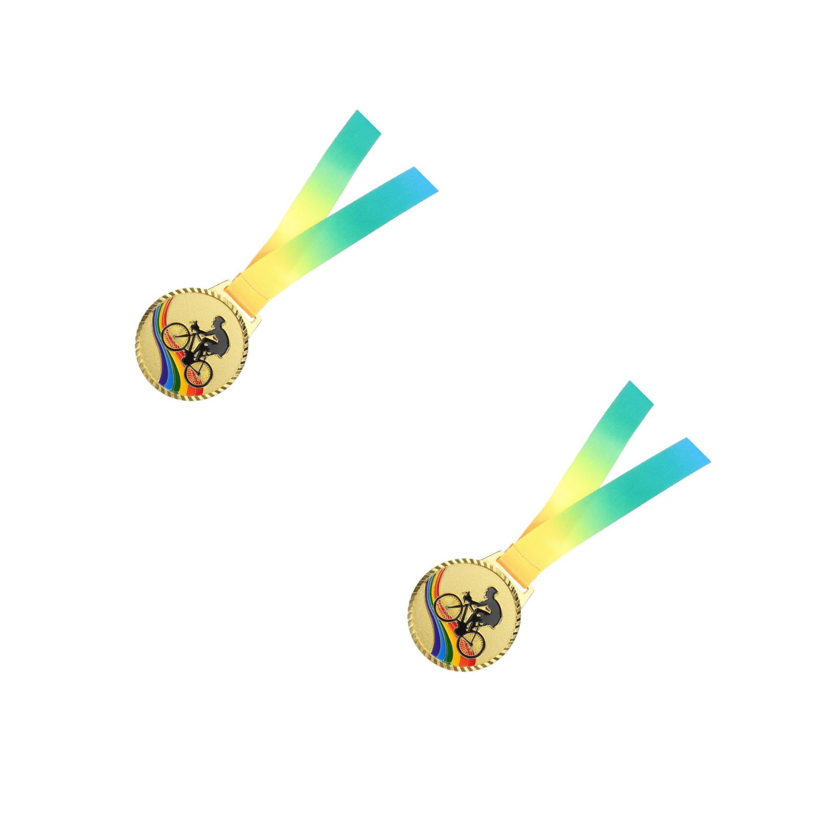 WORGEOUS 2pcs Cycling Award Medals Gold Sports Prizes Bike Racing Medal ...