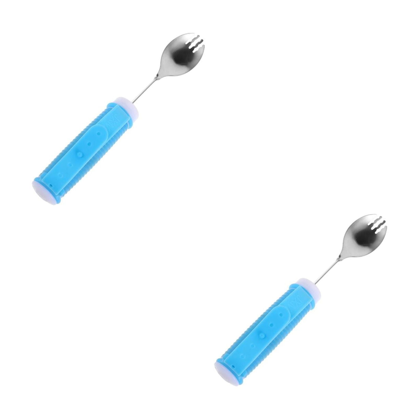 WORGEOUS 2pcs Eating Utensil Eating Aid Eating Fork Flexible Adaptive Spoon Stainless Steel Self ...