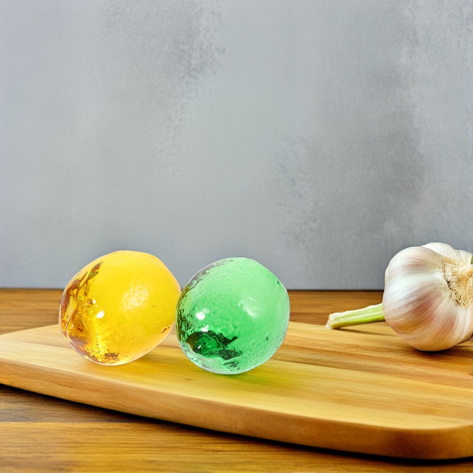 WORGEOUS 2pcs Glass Lemon Statues Decorative Realistic Fruit For Table ...