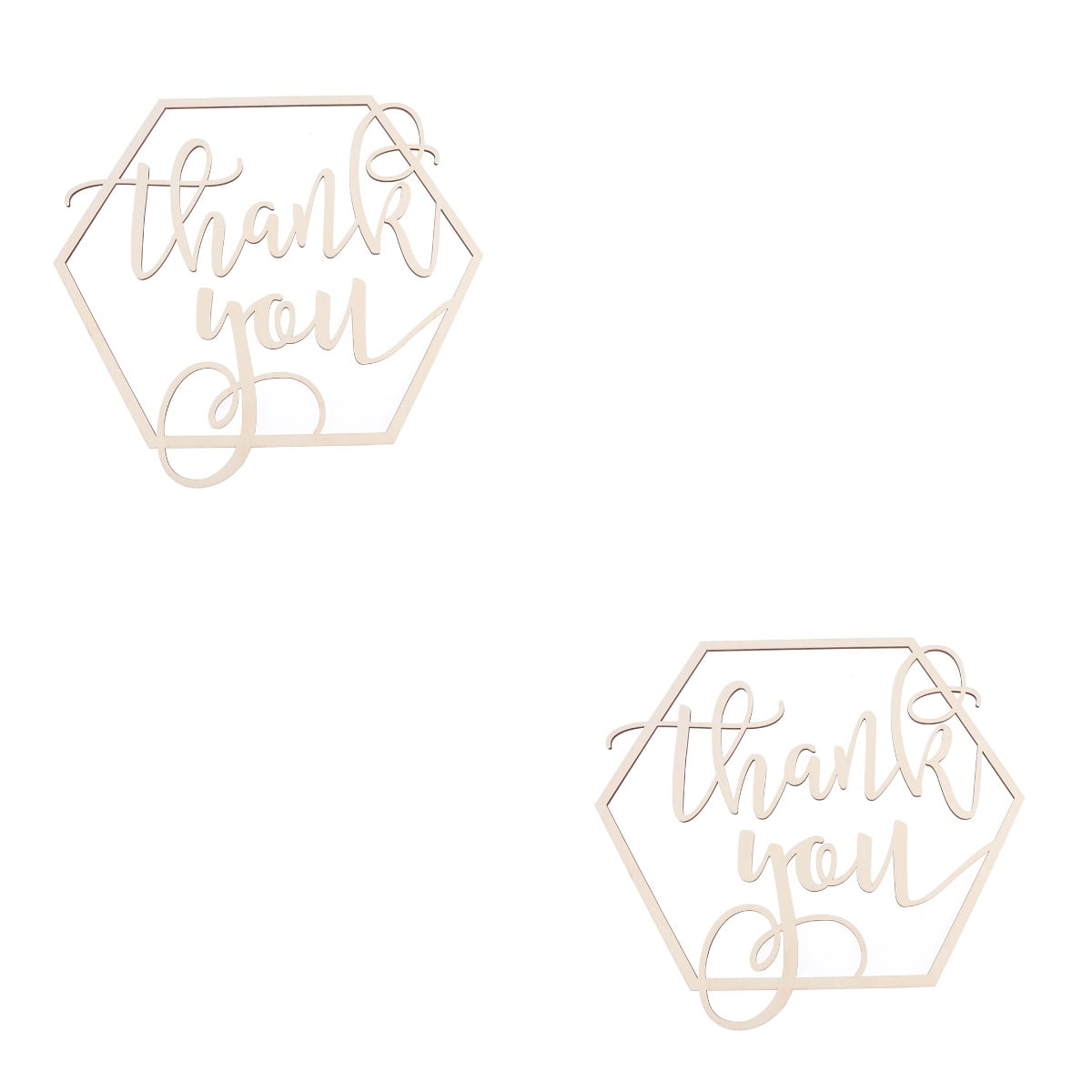 WORGEOUS 2pcs Hexagon Wedding Thank You Sign Photo Prop Wooden ...