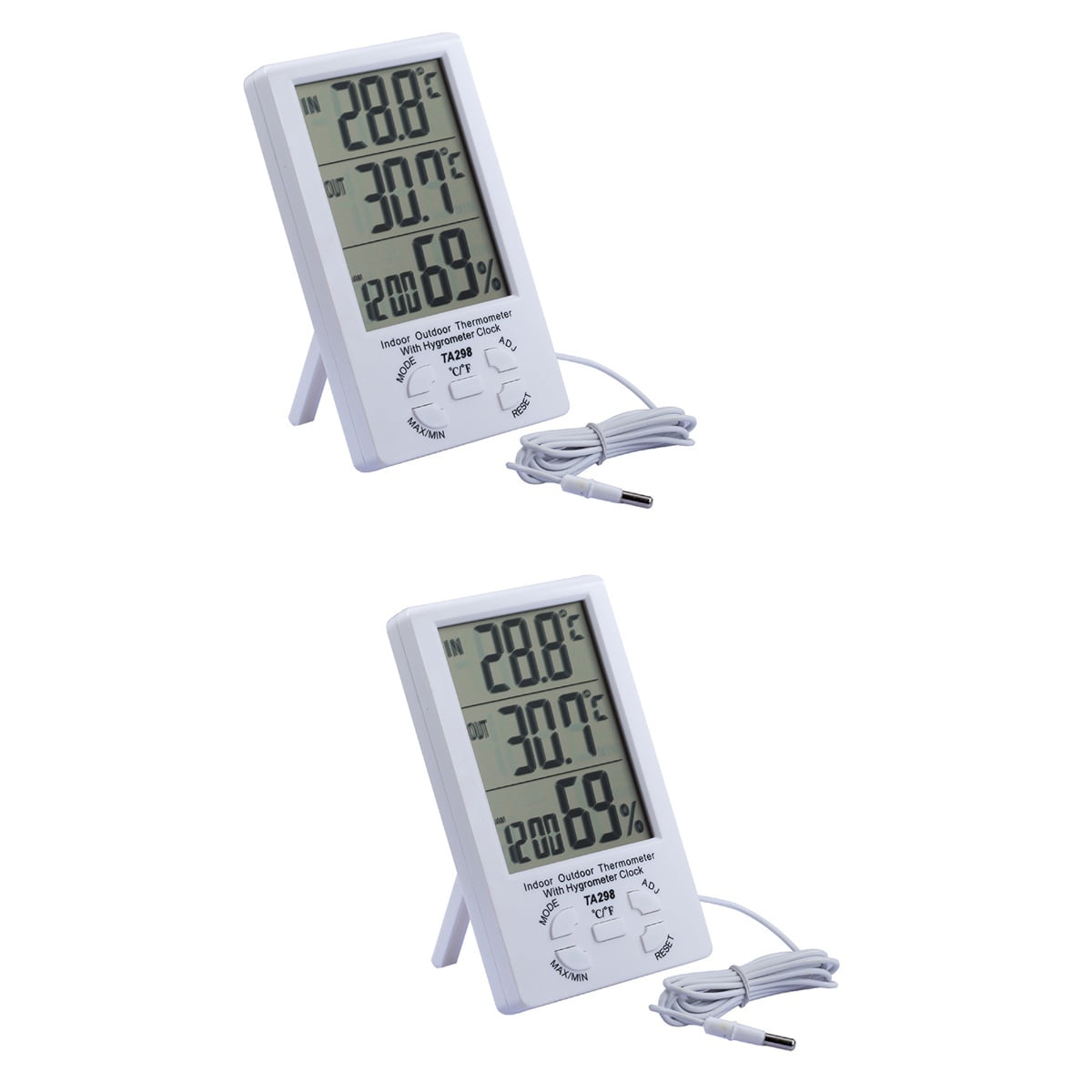 WORGEOUS 2pcs LCD Digital Solar Temperature Meter Humidity Thermometer ...