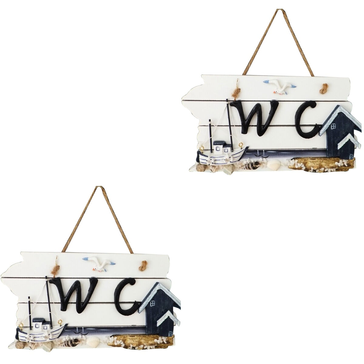 WORGEOUS 2pcs Mediterranean Hand Carved Wall Hanging Wooden WC Plaque ...