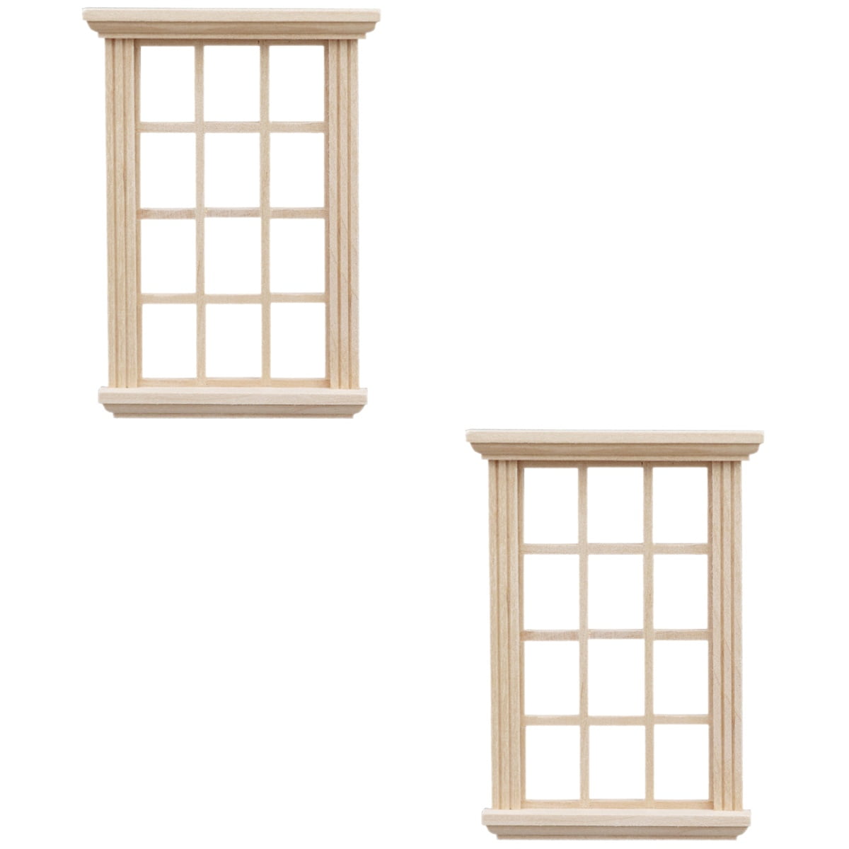 WORGEOUS 2pcs Mini House DIY Window Miniature Wood Window Doll House ...